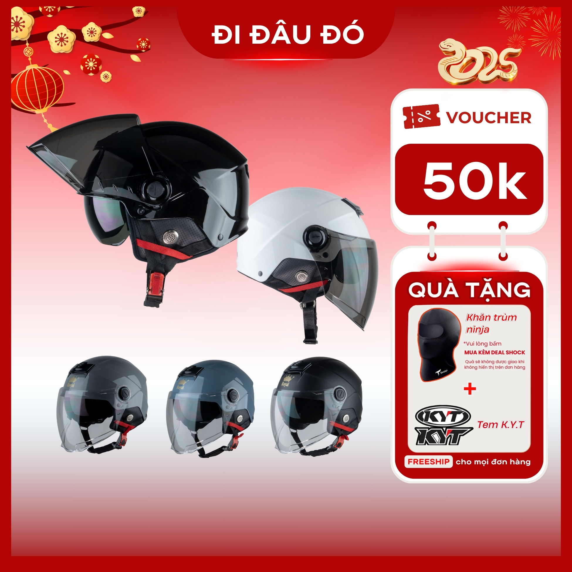 Royal M289 Đủ Màu - Mũ Bảo Hiểm Nửa Đầu 2 Kính Chính Hãng, Size L XL ...
