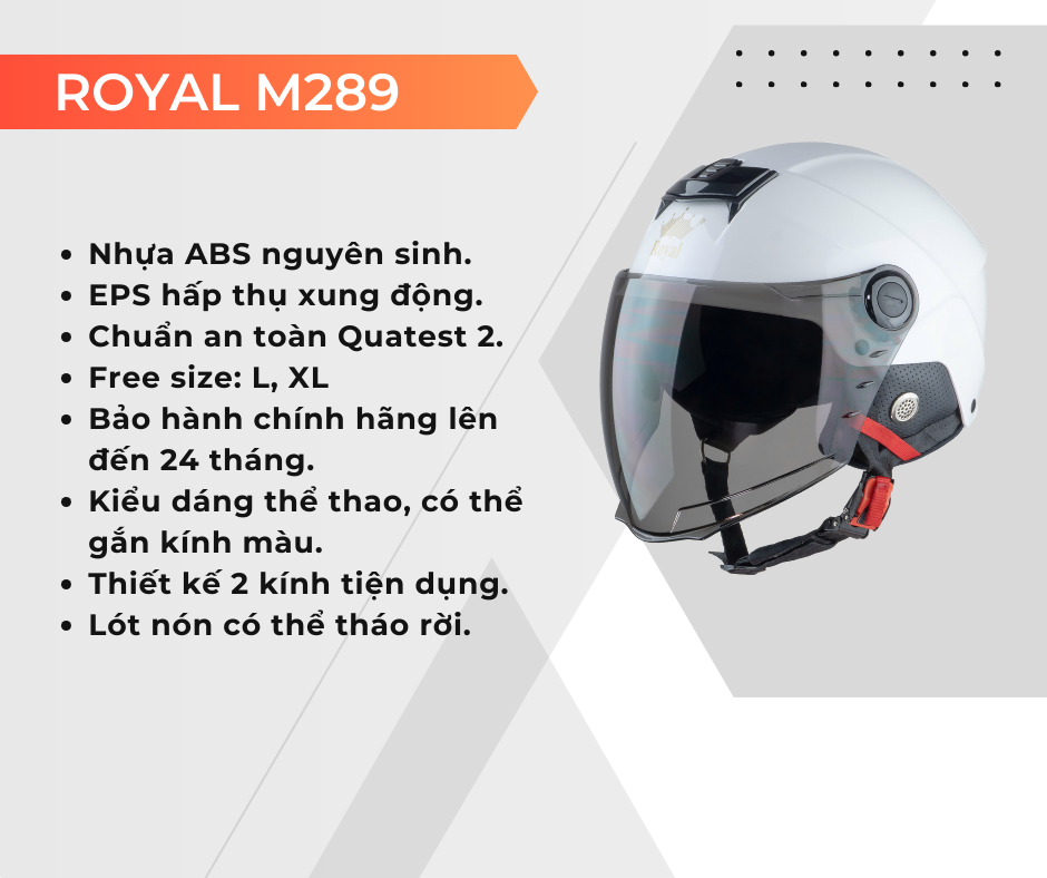 Royal M289 Đủ Màu - Mũ Bảo Hiểm Nửa Đầu 2 Kính Chính Hãng, Size L XL ...