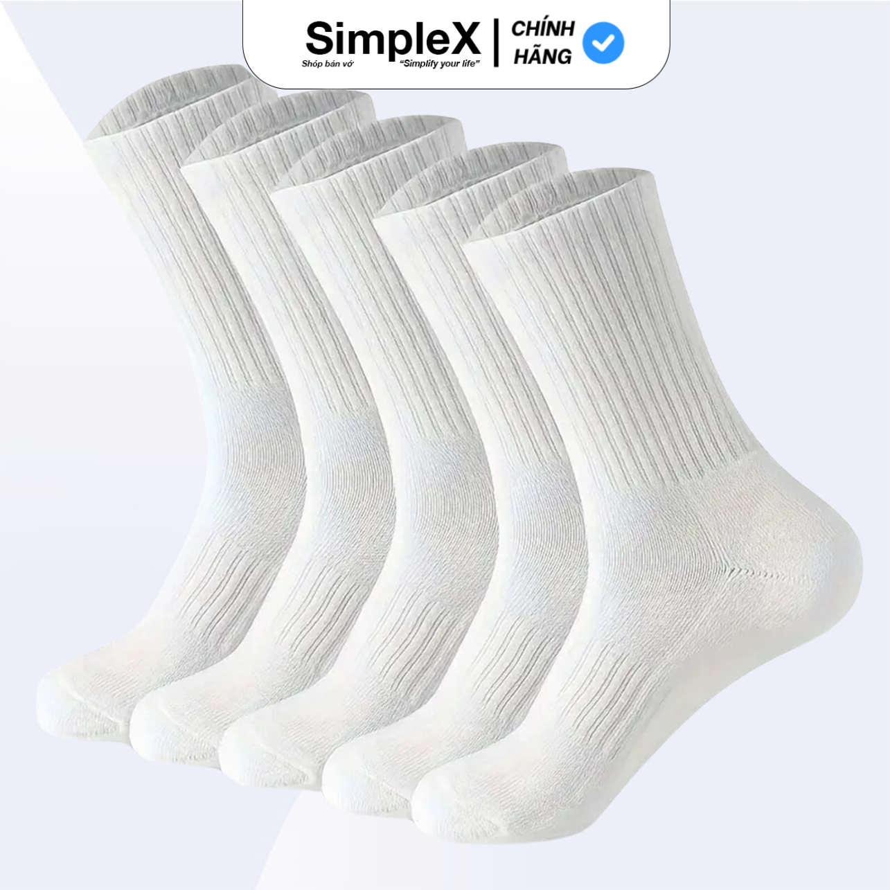 [Combo 10] Tất Vớ Nam Nữ Cổ Cao Trơn 20-22cm SimpleX, Cotton Êm Ái Dày ...