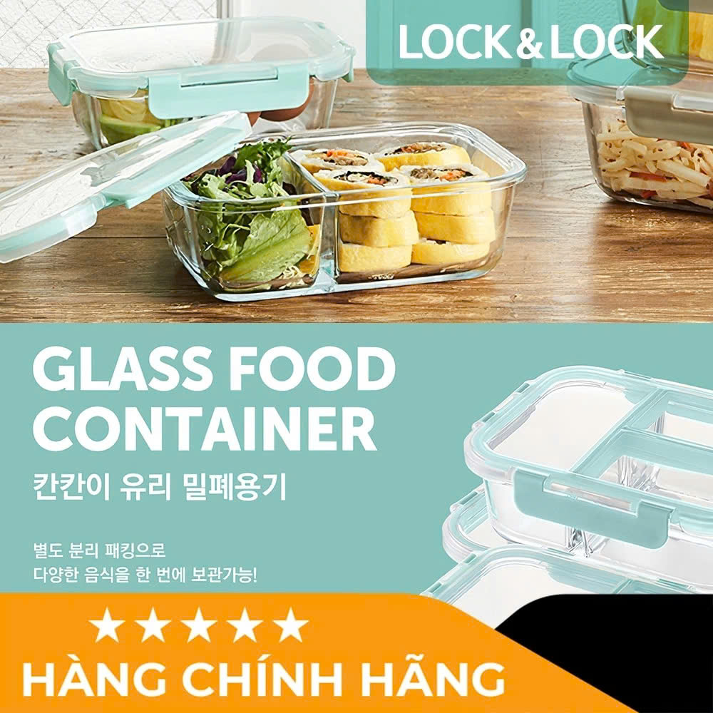 Hộp thủy tinh chịu nhiệt chia ngăn LocknLock LLG456 600ml, LLG457 860ml ...