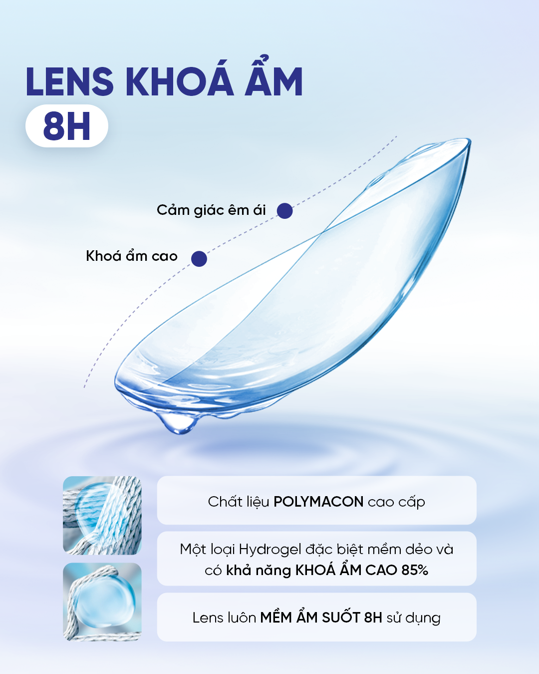 Kính áp tròng khoá ẩm 8H 1 Tháng Màu Xám Nâu Trầm CARASE, Lens cận BB ...