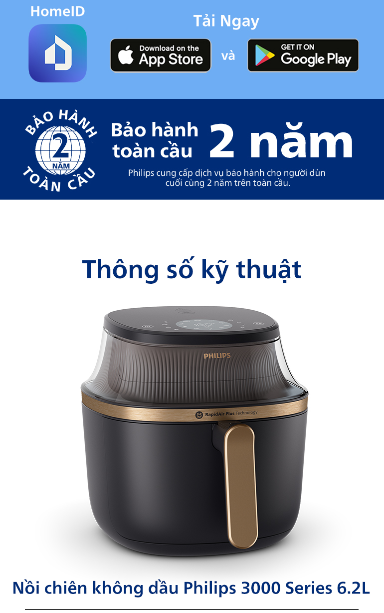Nồi chiên không dầu Philips NA332/00 6.2 lít - Hàng Chính Hãng | Shopee ...