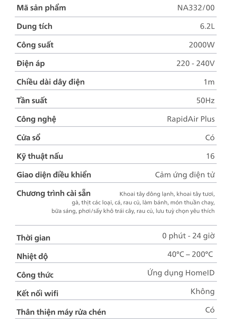 Nồi chiên không dầu Philips NA332/00 6.2 lít - Hàng Chính Hãng | Shopee ...
