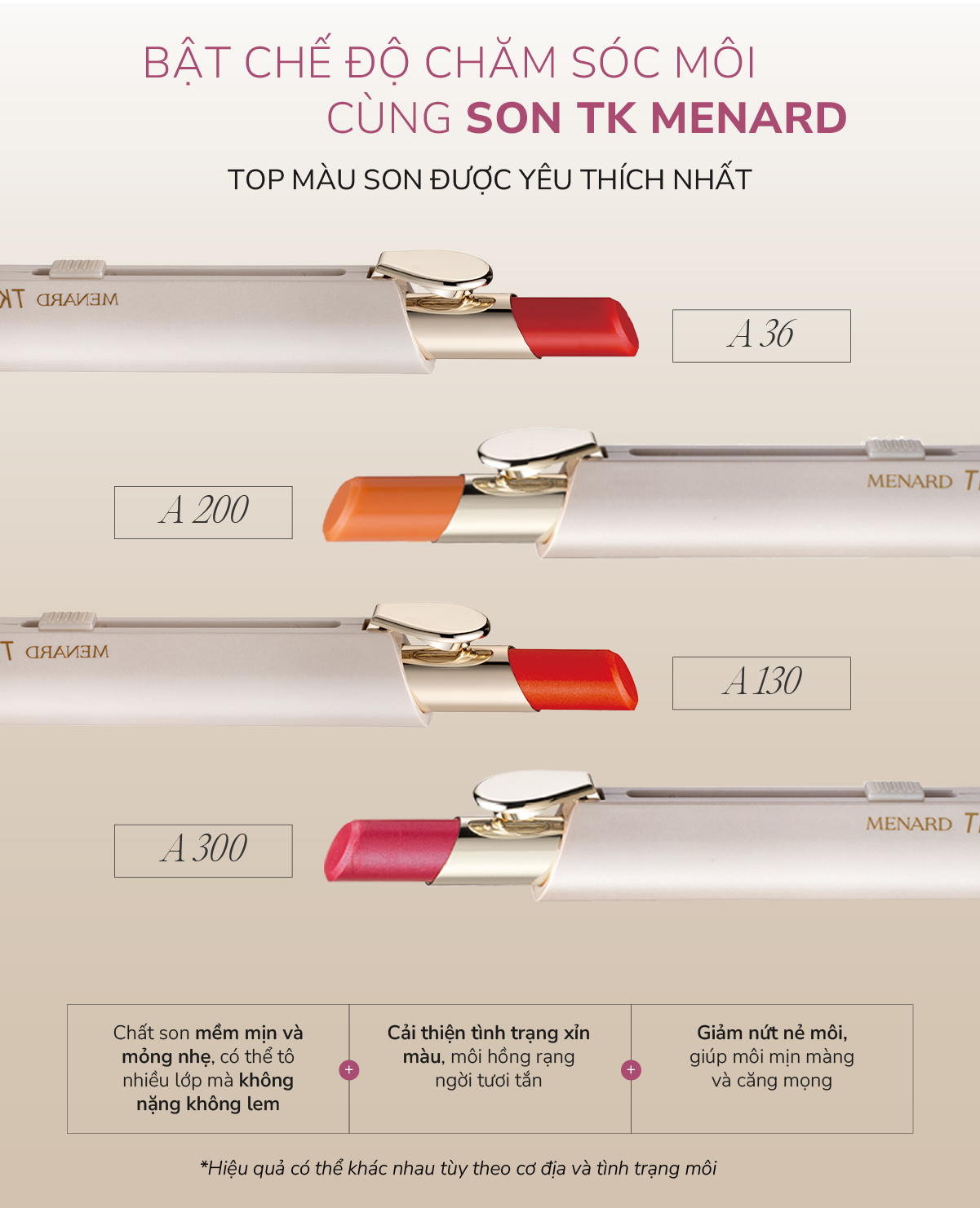 Son dưỡng môi có màu Menard TK Lipstick, 12h dưỡng ẩm, lâu trôi | Shopee Việt Nam