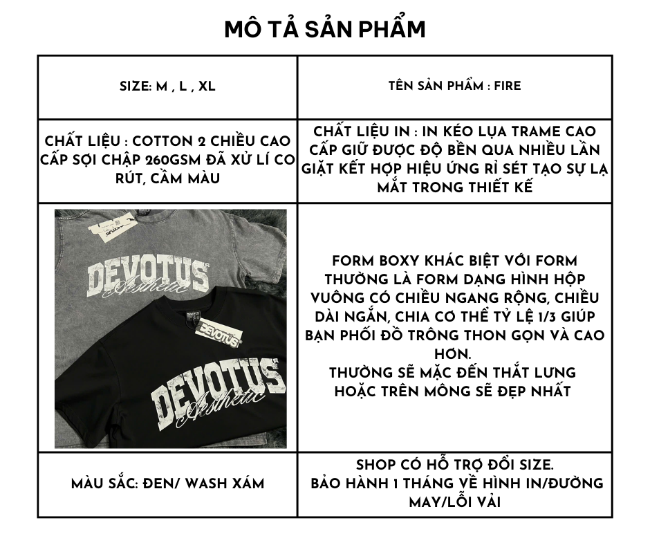 Áo thun washed form BOXY Unisex DEVOTUS Premium 100% Cotton 260gsm ...