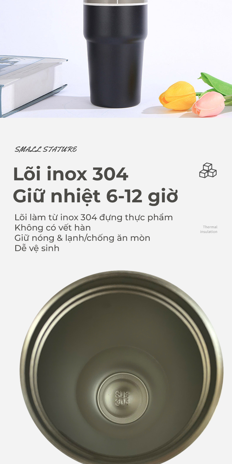 Ly giữ nhiệt 890ml inox 304, bình giữ nhiệt có ống hút tiện lợi, giữ nhiệt nóng lạnh 6-12 tiếng ...