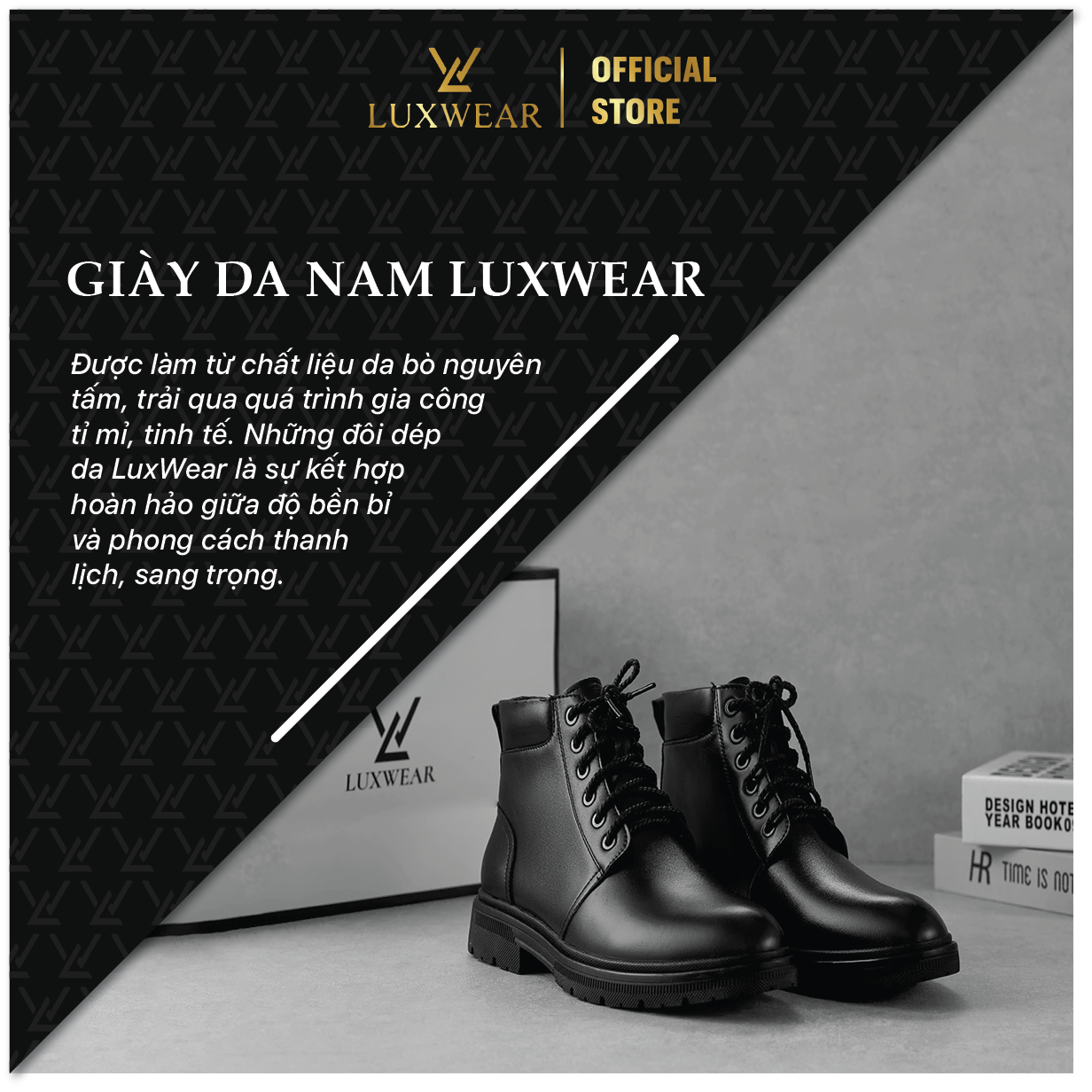 Giày Boot nam LuxWear da bò nguyên tấm màu đen mềm êm phong cách trẻ ...