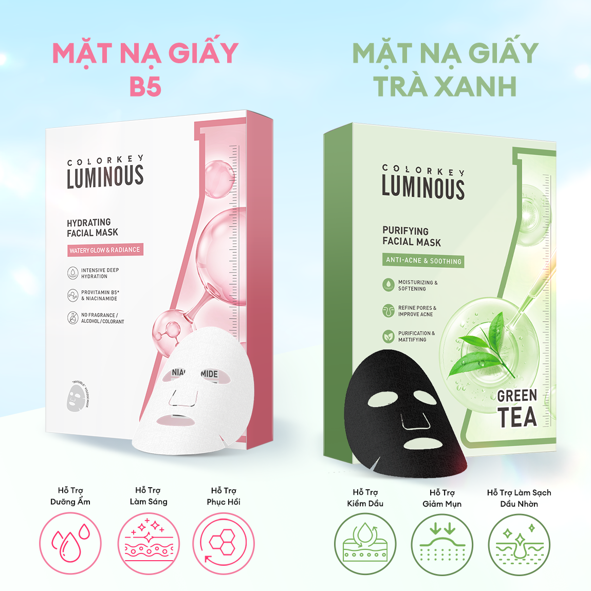 Mặt Nạ Giấy COLORKEY LUMINOUS Vitamin B5 Hỗ Trợ Cấp Ẩm Làn Da ...