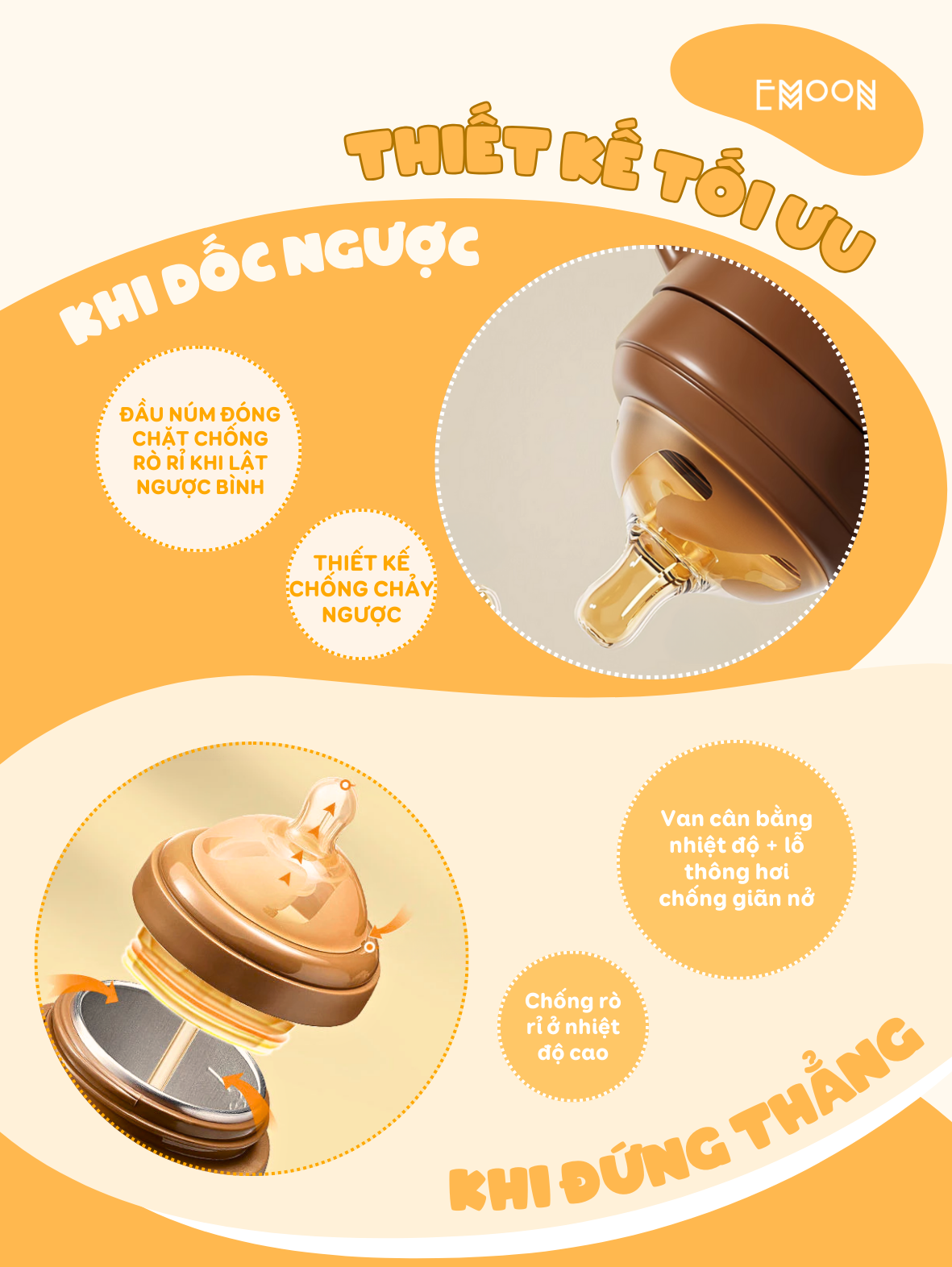 Bình tập uống nước giữ nhiệt đa năng Emoon có 2 đầu thay thế an toàn ...