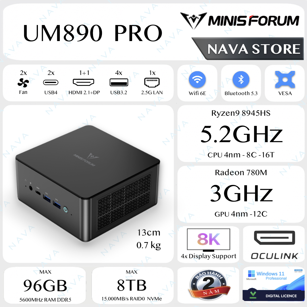 Mini PC Minisforum UM890 UM880 PRO AI AMD R9 8945HS R7 8845HS DDR5 Đồ ...