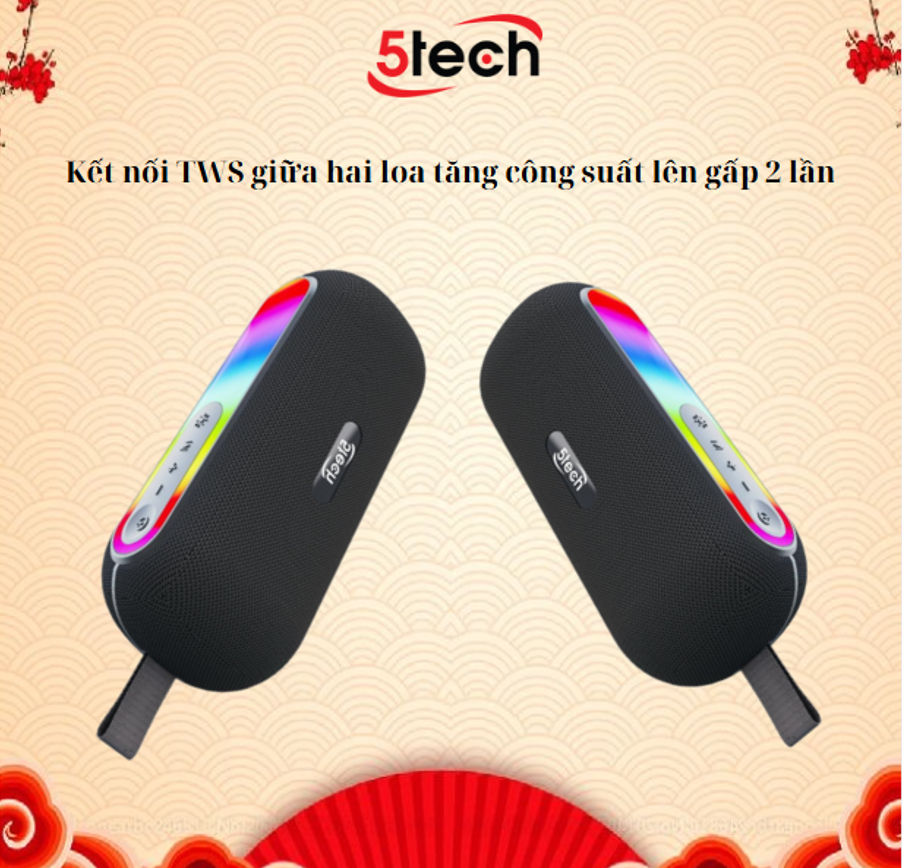 Loa bluetooth 5TECH BS5 chính hãng, loa di động cầm tay công suất lớn, pin trâu, nghe nhạc cực ...