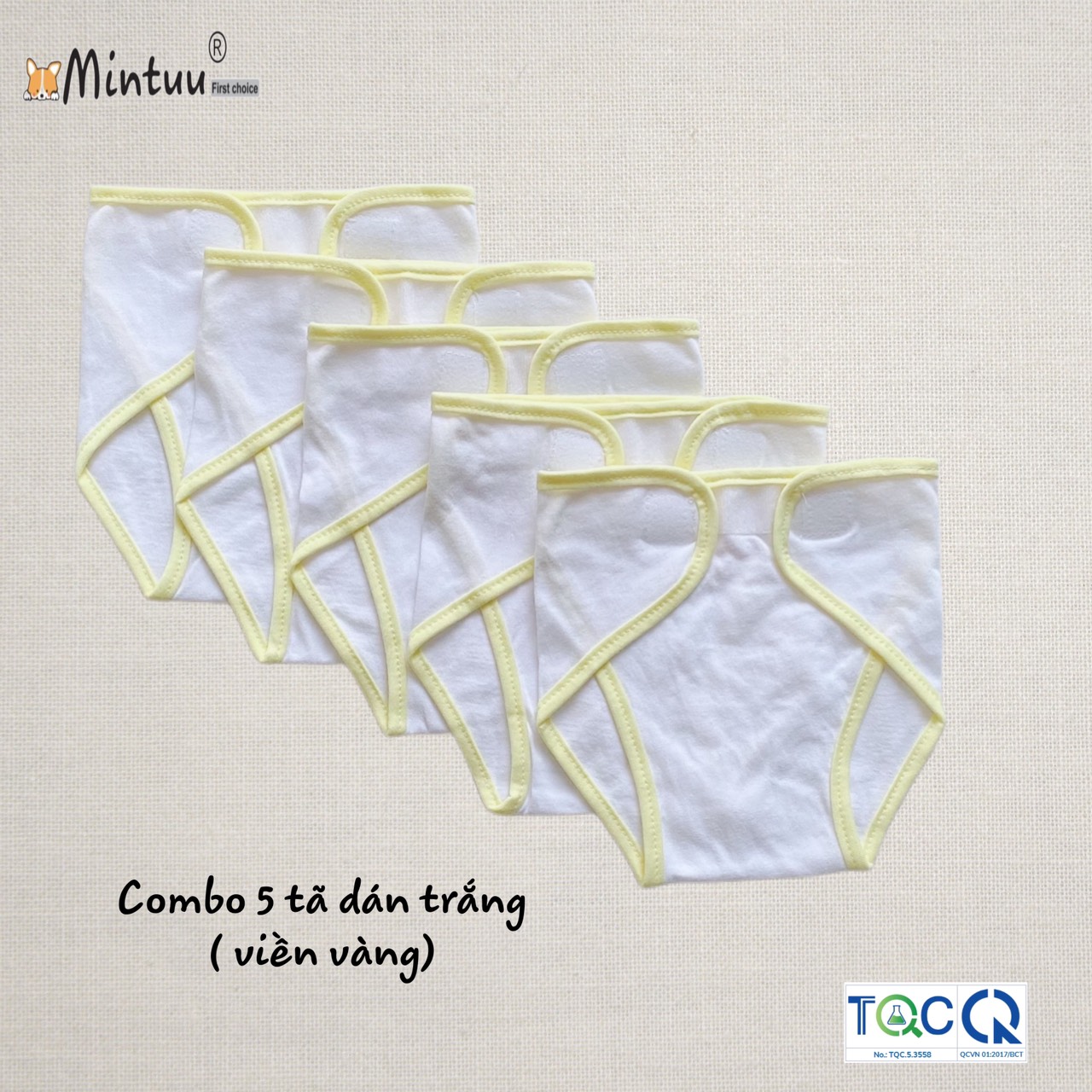 Set 5 tã dán sơ sinh, thương hiệu MINTUU, chất liệu vải 100% cotton ...