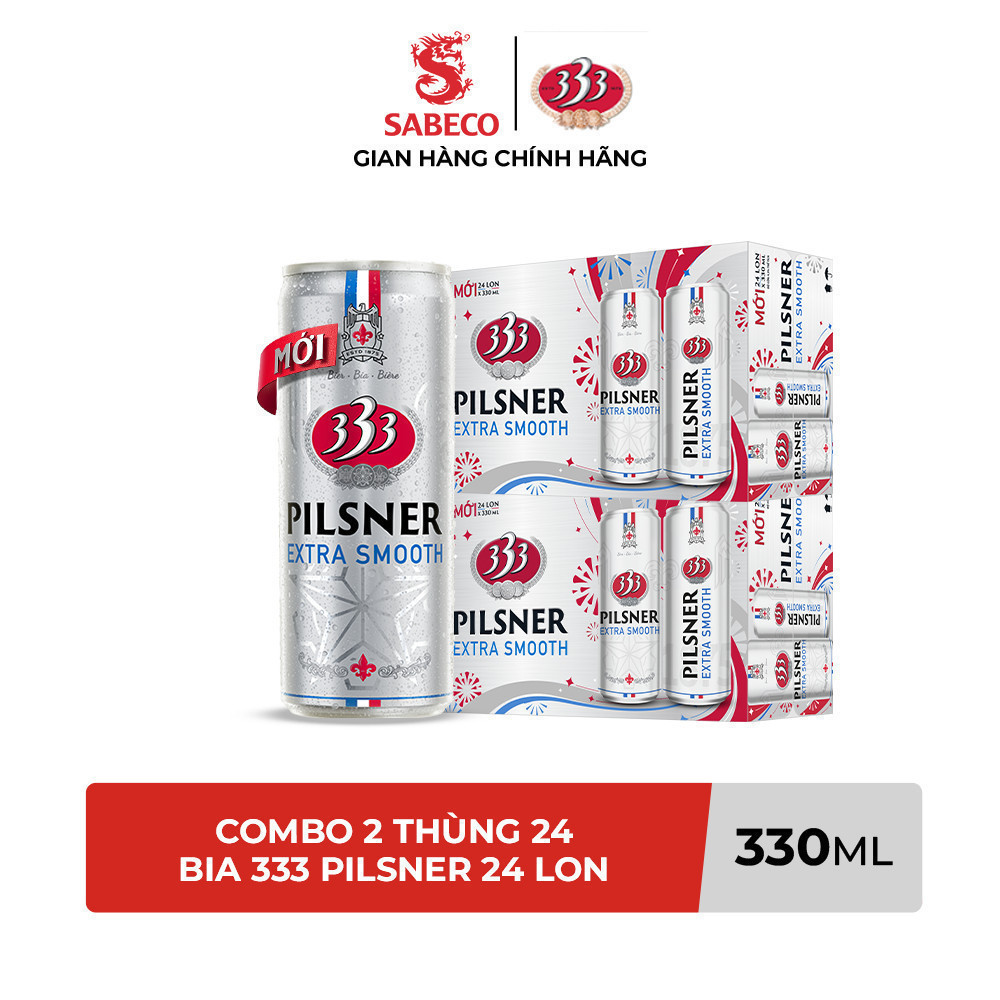 Nồng Độ Cồn 4.3% - Combo 2 Thùng 24 Lon Bia 333 Pilsner 330ml | Shopee ...