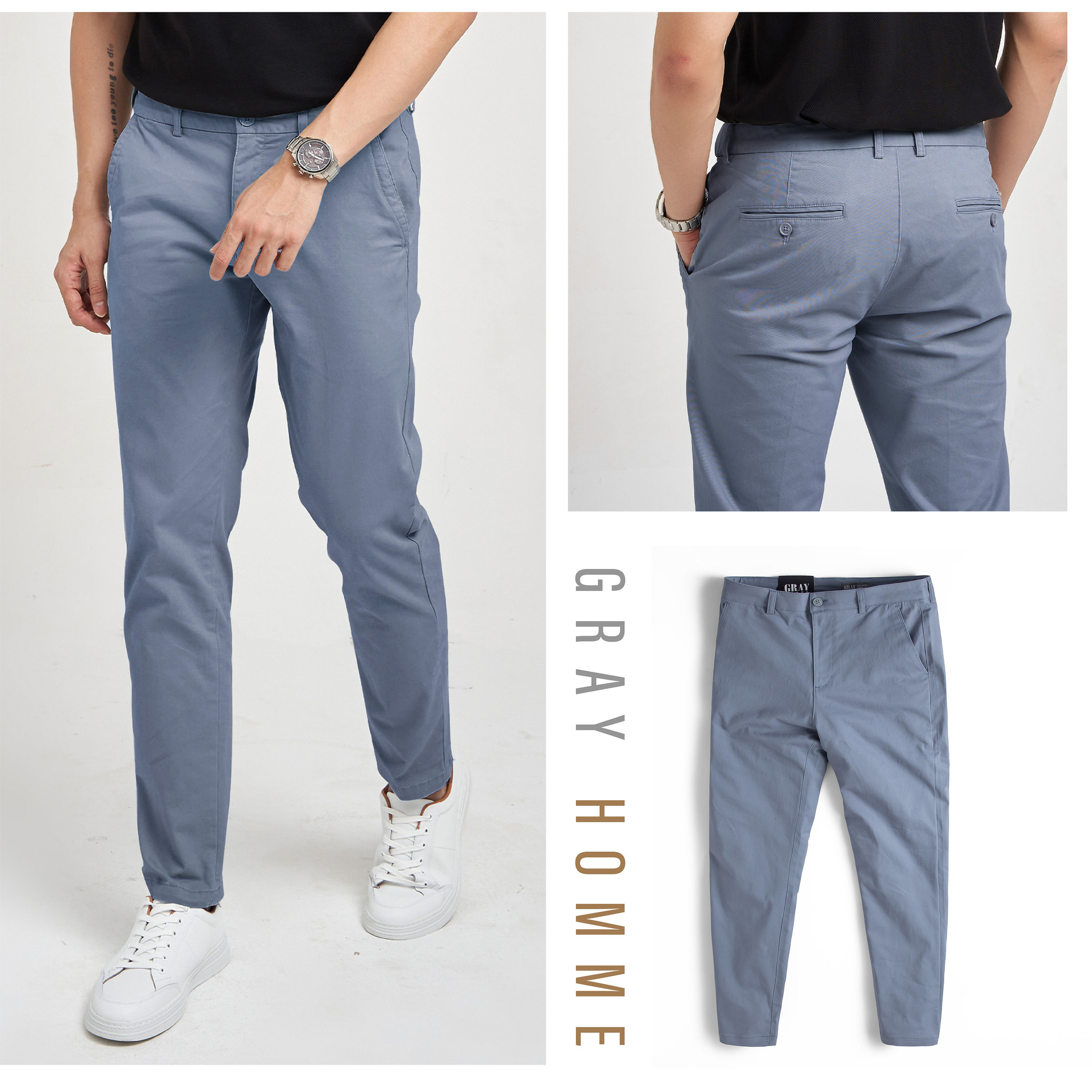 Quần kaki nam dáng âu GRAY HOMME khaki dài basic co giãn thoải mái ...