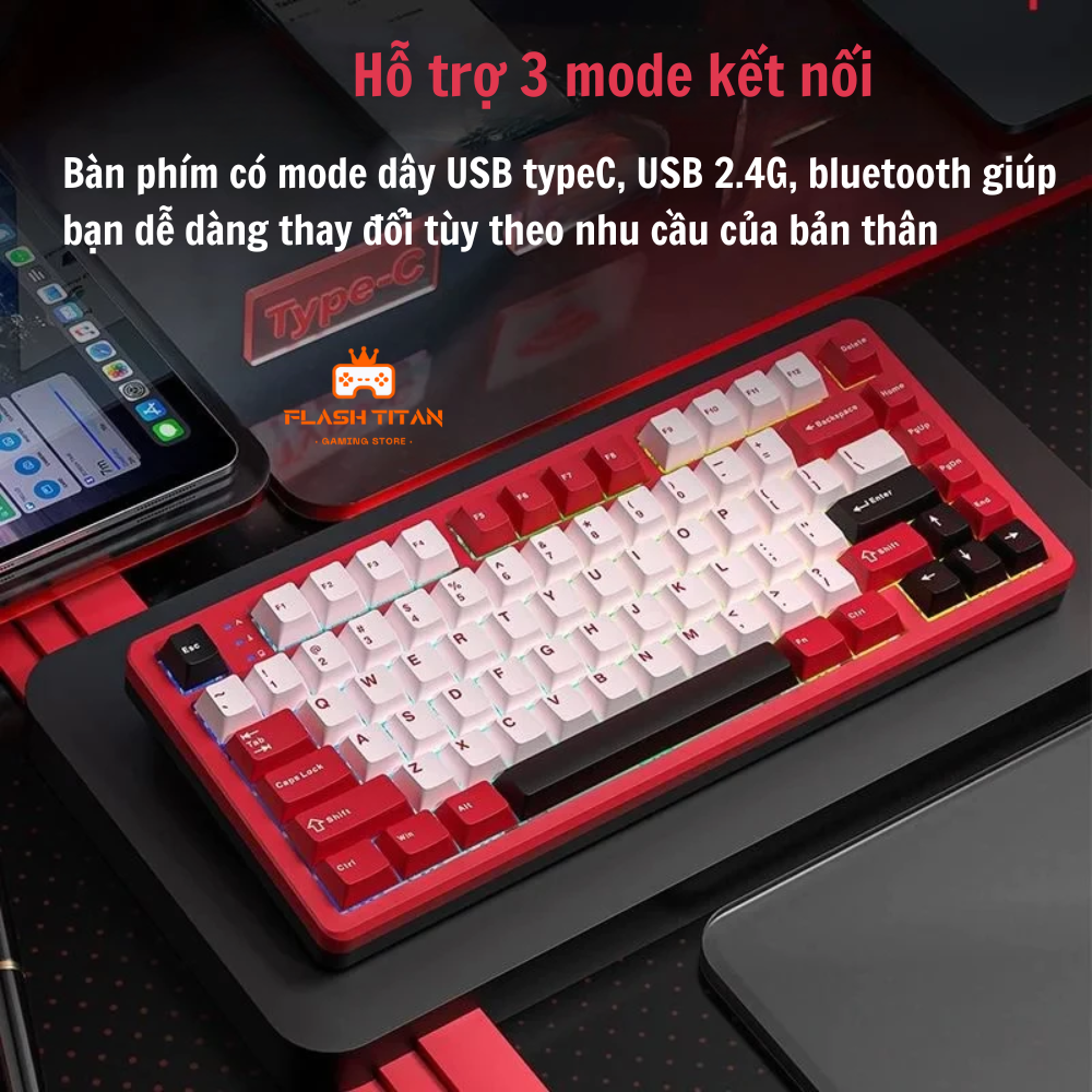 Bàn phím cơ không dây AULA Fire 75 - Khung nhôm CNC - Hỗ trợ hotswap ...