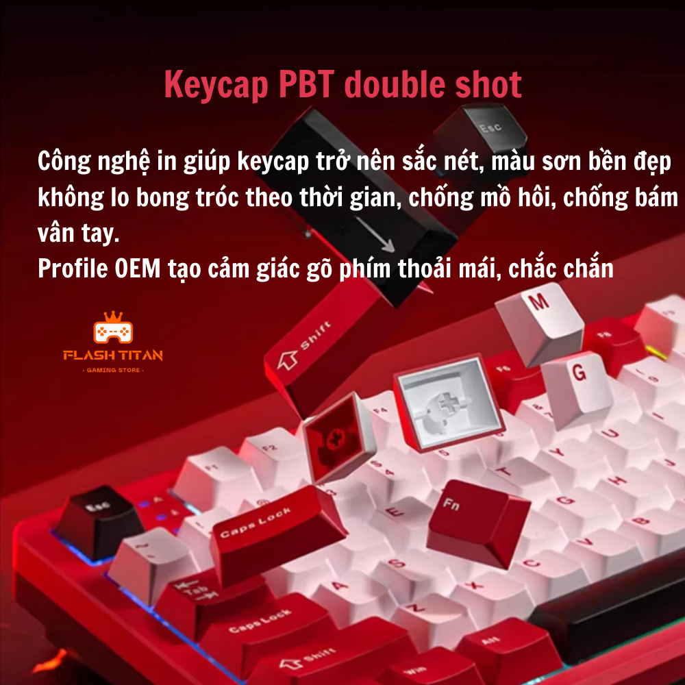 Bàn phím cơ không dây AULA Fire 75 - Khung nhôm CNC - Hỗ trợ hotswap ...