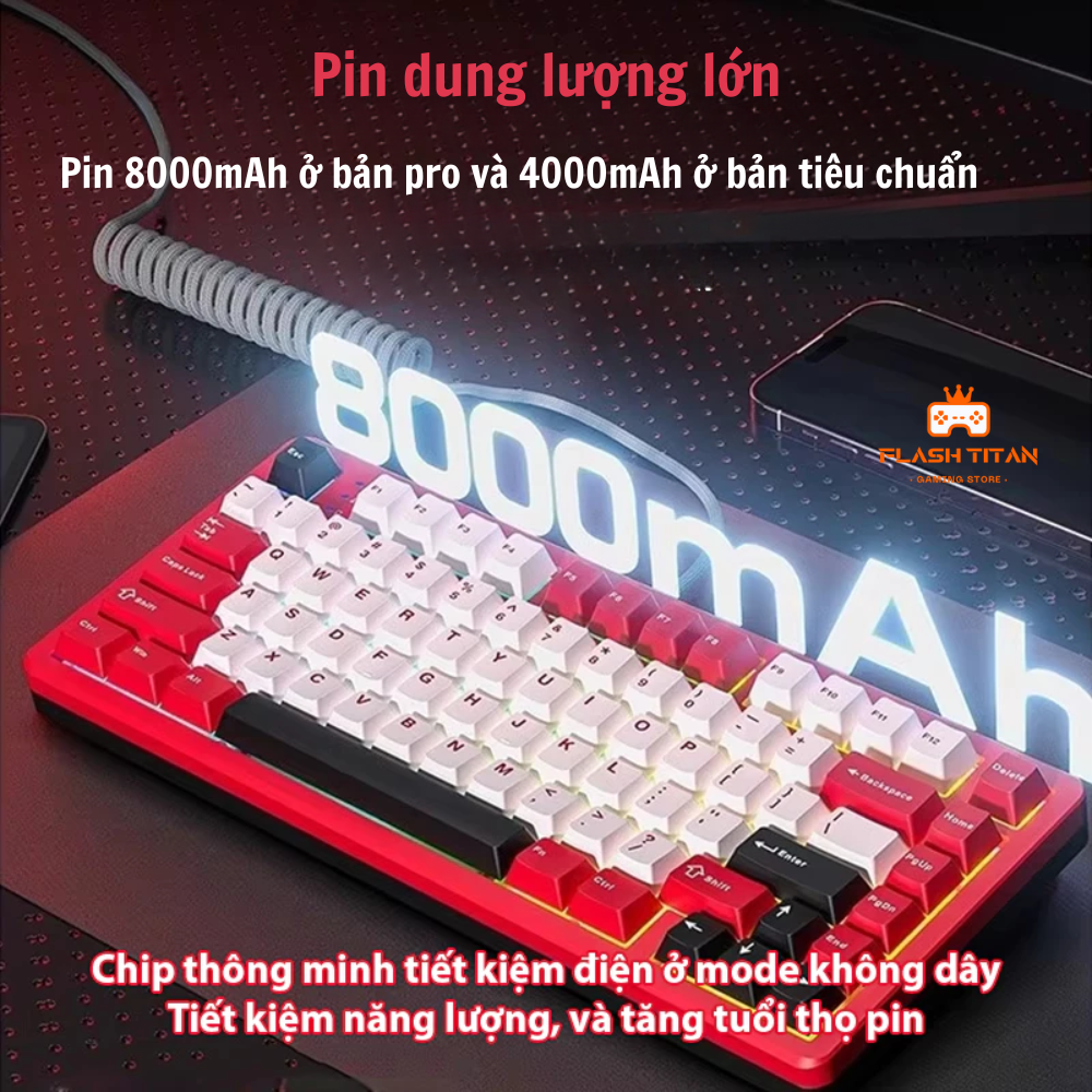 Bàn phím cơ không dây AULA Fire 75 - Khung nhôm CNC - Hỗ trợ hotswap ...