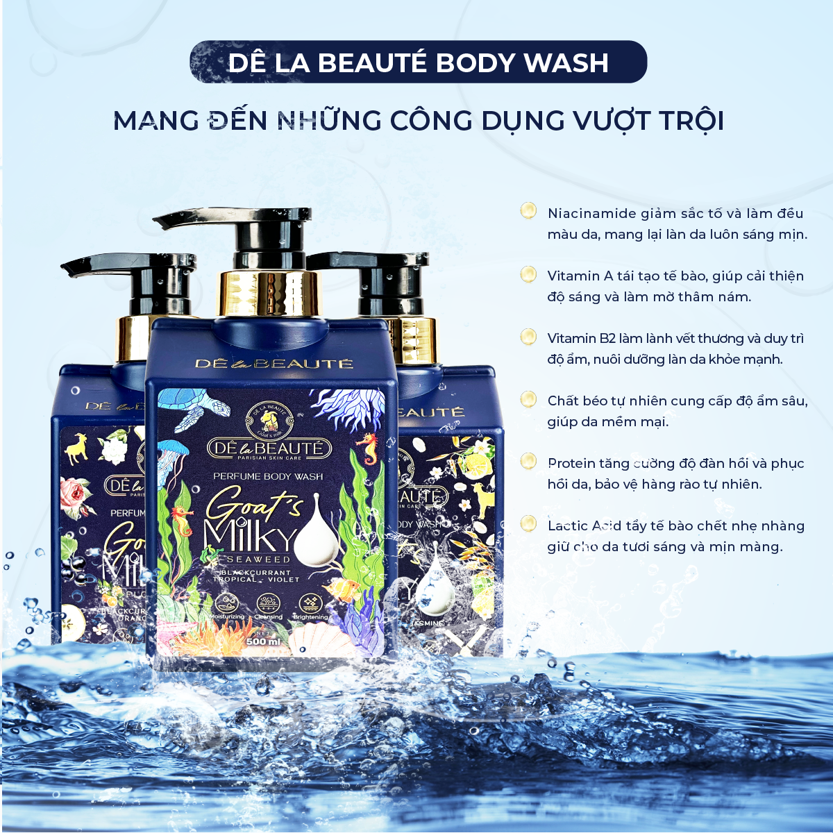 Sữa Tắm Dê la Beauté 500ml Sáng Da, Cấp Ẩm, Hương Hoa, Trắng Sáng Tự Nhiên, Phù Hợp Mọi Loại Da ...