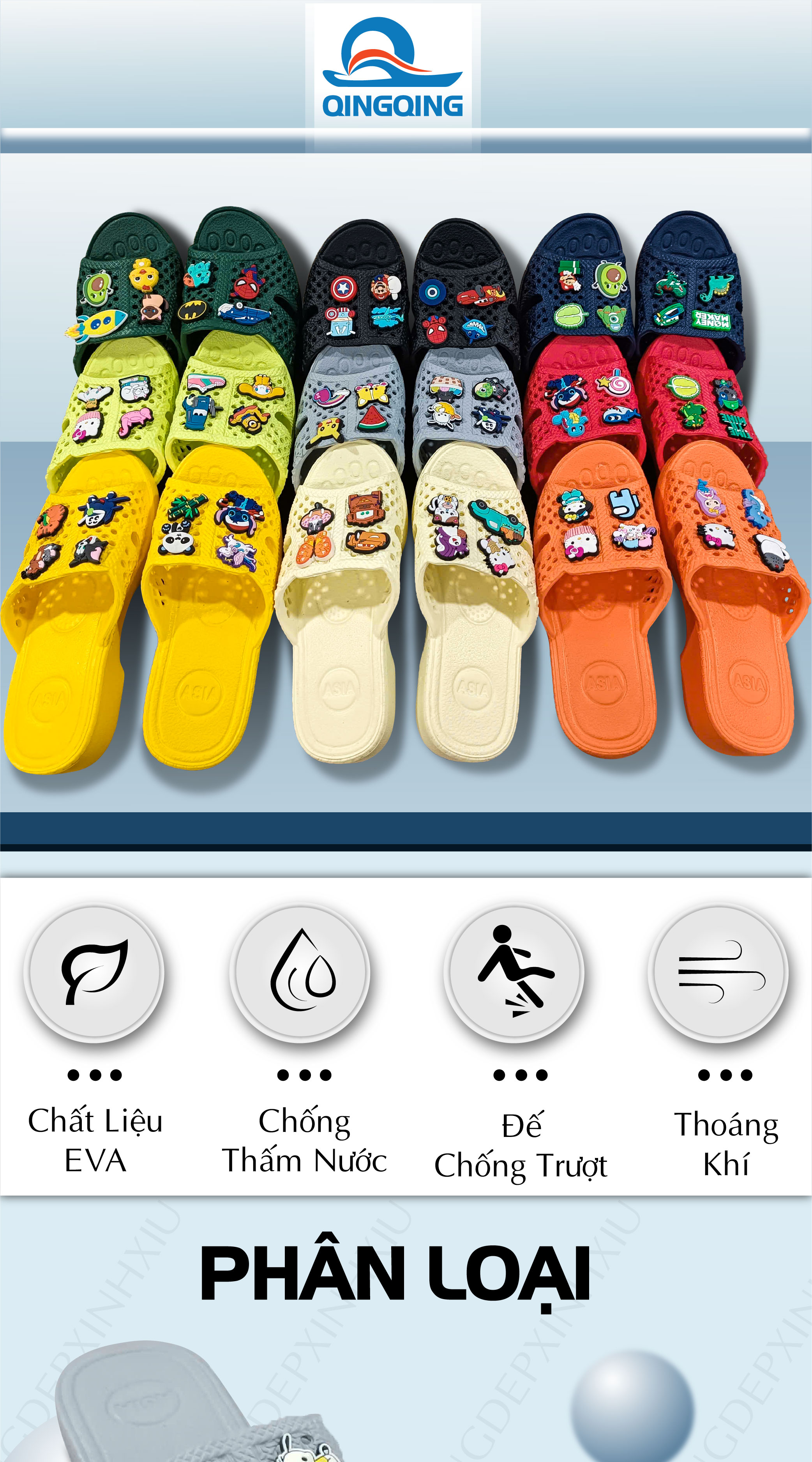 Dép tổ ong sticker ASIA (Size 32-35) nhựa EVA êm chân, form chuẩn, đế ...