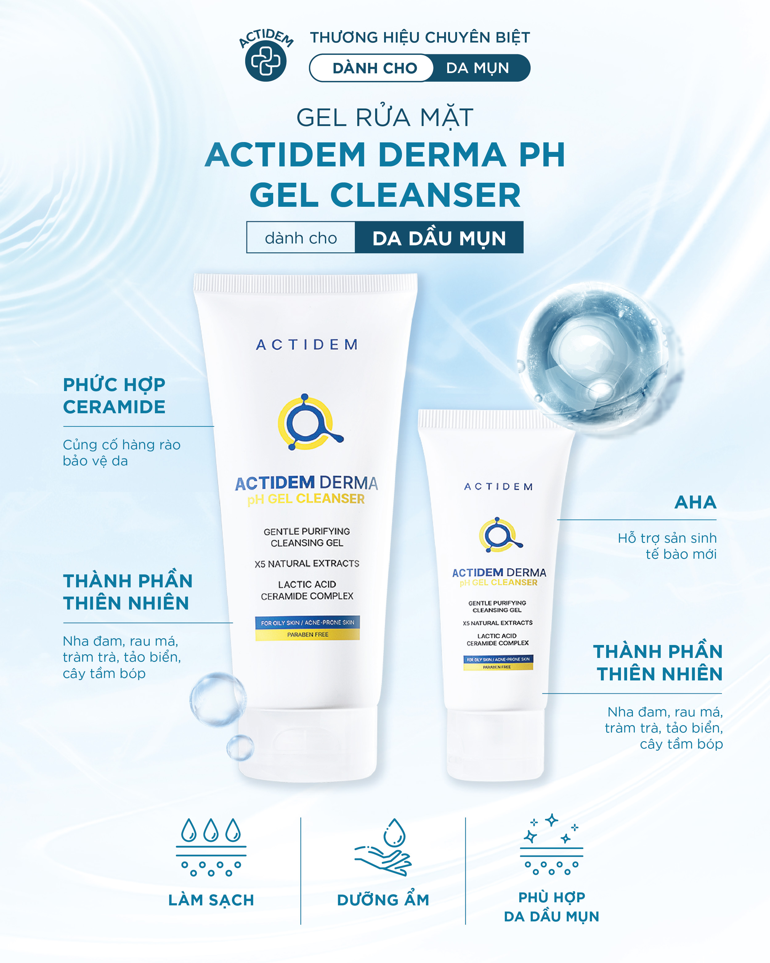 [VHL x Actidem] COMBO Gel mụn Derma Extra Gel 18 gram+Gel rửa mặt ...