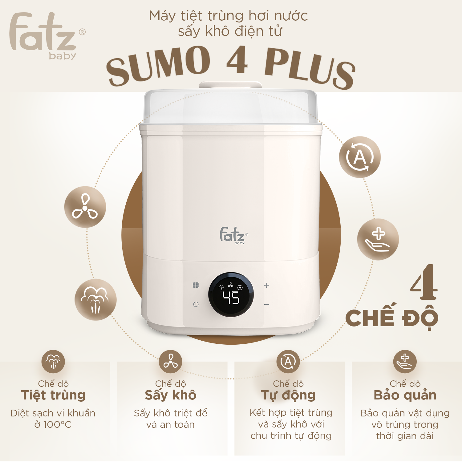 Máy tiệt trùng hơi nước sấy khô điện tử Fatz Baby Sumo 4 Plus FB4922BK | Shopee Việt Nam