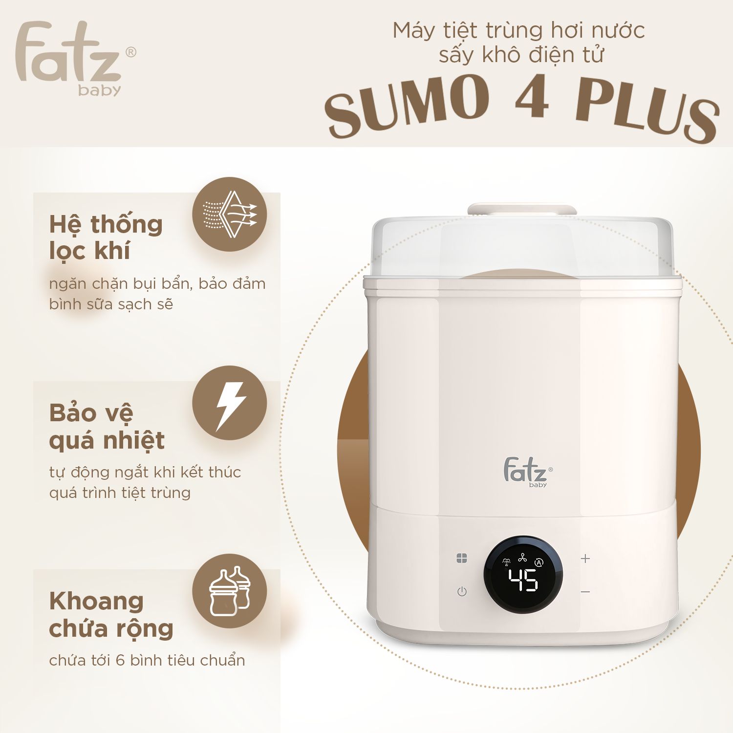Máy tiệt trùng hơi nước sấy khô điện tử Fatz Baby Sumo 4 Plus FB4922BK | Shopee Việt Nam
