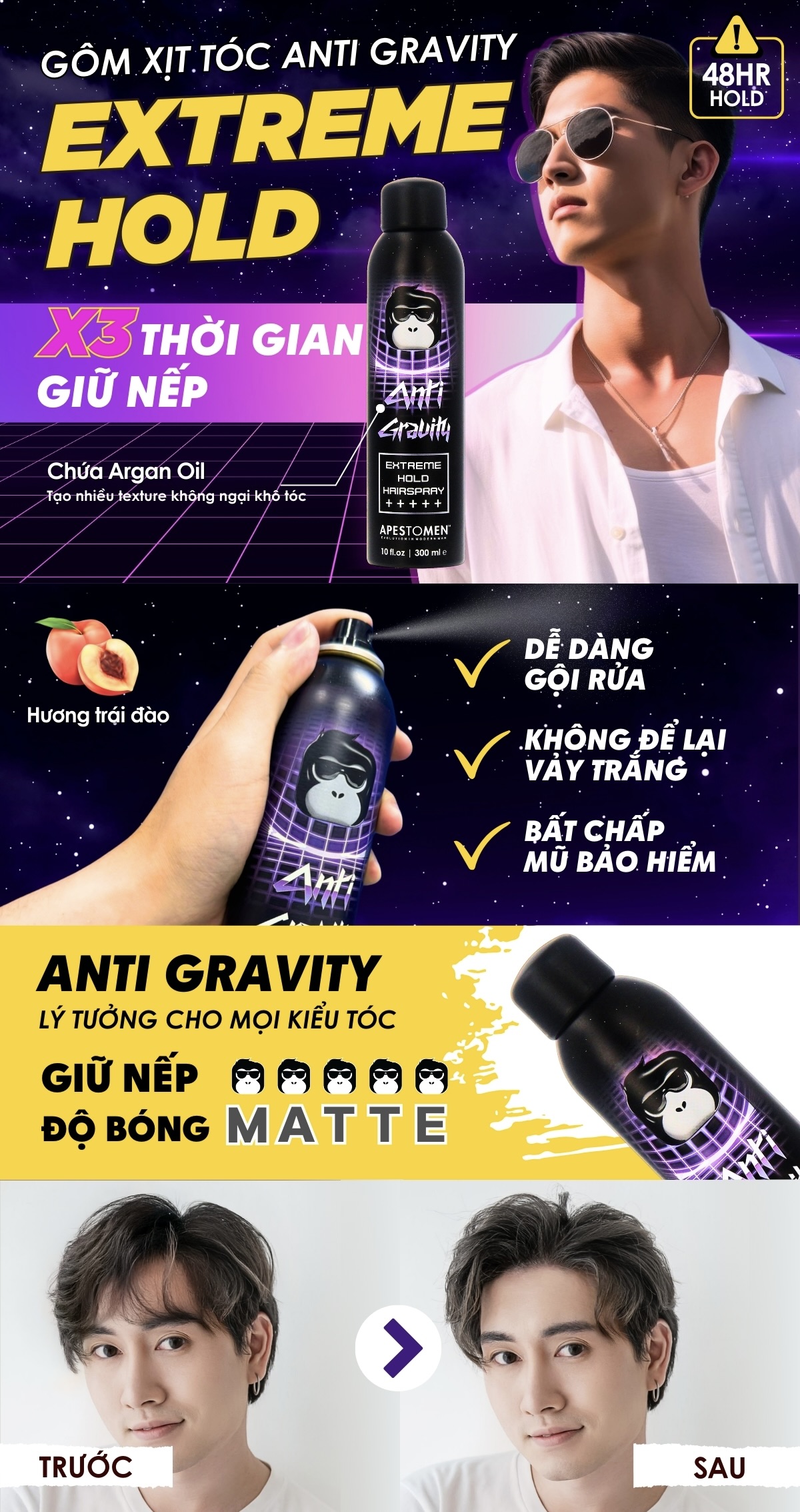 Gôm xịt tóc Apestomen Anti Gravity Extreme Hold Spray 300ml | Shopee ...