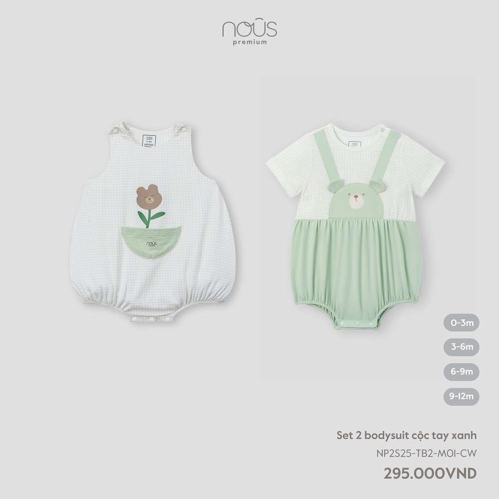 Nous Baby Set 2 bodysuit cho bé màu sắc phối họa tiết dễ thương, bộ ...