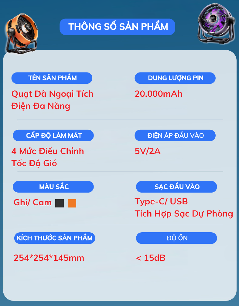 Quạt Mini Tích Điện EDON - Xoay 360°, 4 Cấp Độ Gió, Điều Khiển Từ Xa, Đèn LED QDN01 | Shopee ...