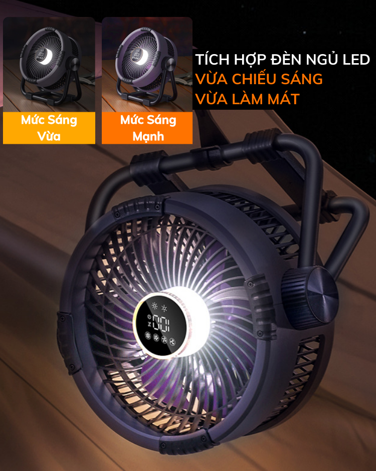 Quạt Mini Tích Điện EDON - Xoay 360°, 4 Cấp Độ Gió, Điều Khiển Từ Xa, Đèn LED QDN01 | Shopee ...
