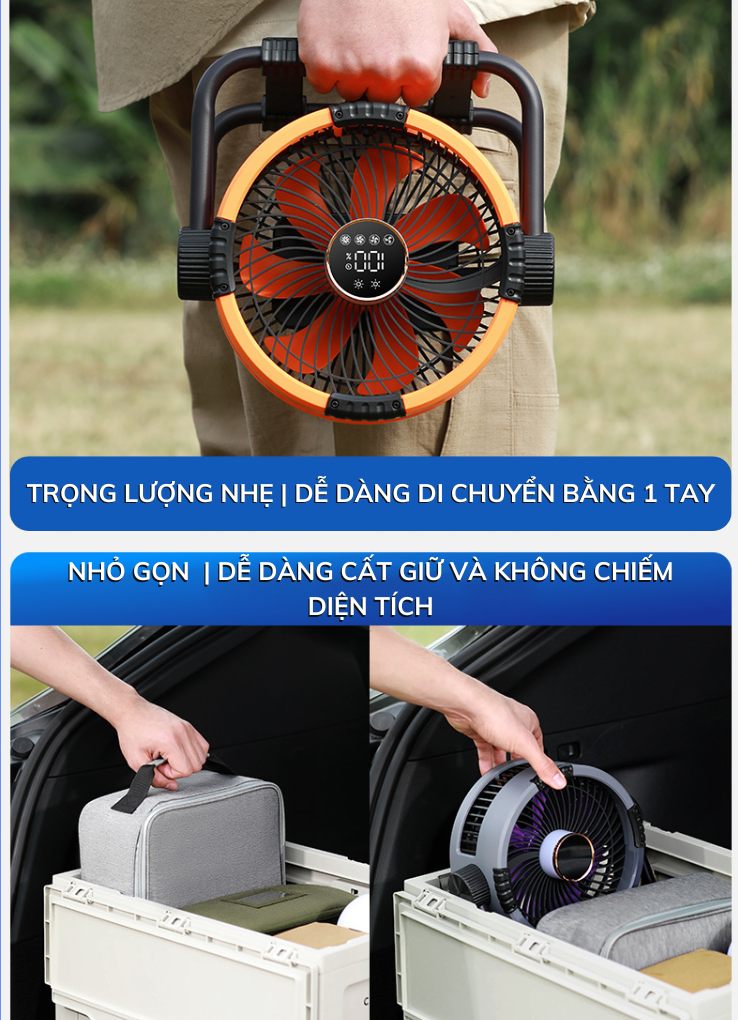 Quạt Mini Tích Điện EDON - Xoay 360°, 4 Cấp Độ Gió, Điều Khiển Từ Xa, Đèn LED QDN01 | Shopee ...