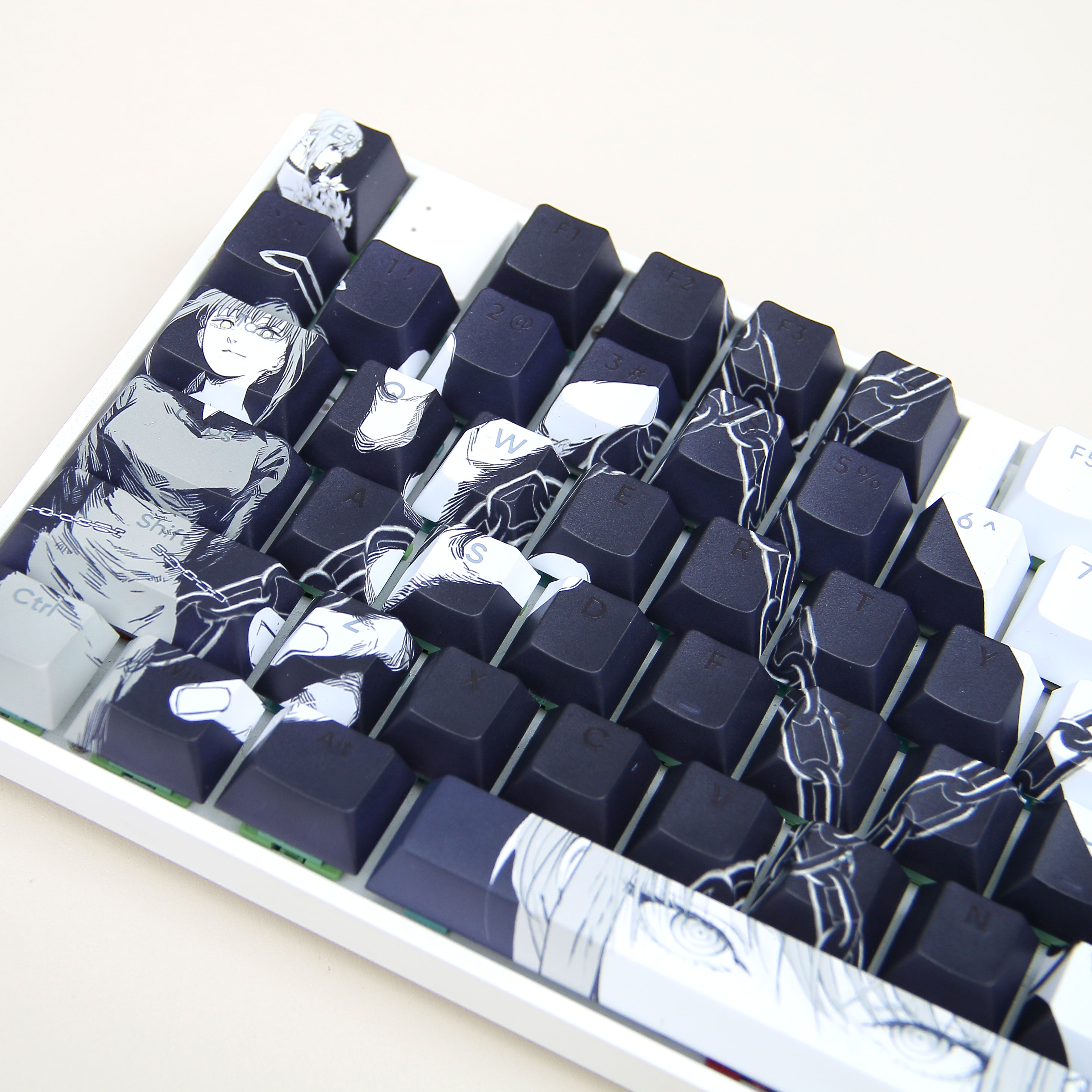 Keycap Chainsaw Man Makima thick PBT xuyên led in dyesub 5 mặt 133 phím ...