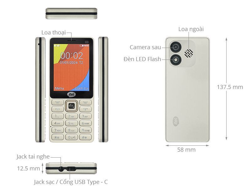Điện thoại Itel it9310 4G, Màn hình 3",Phát, kết nối ( WIFI - Facebook ...