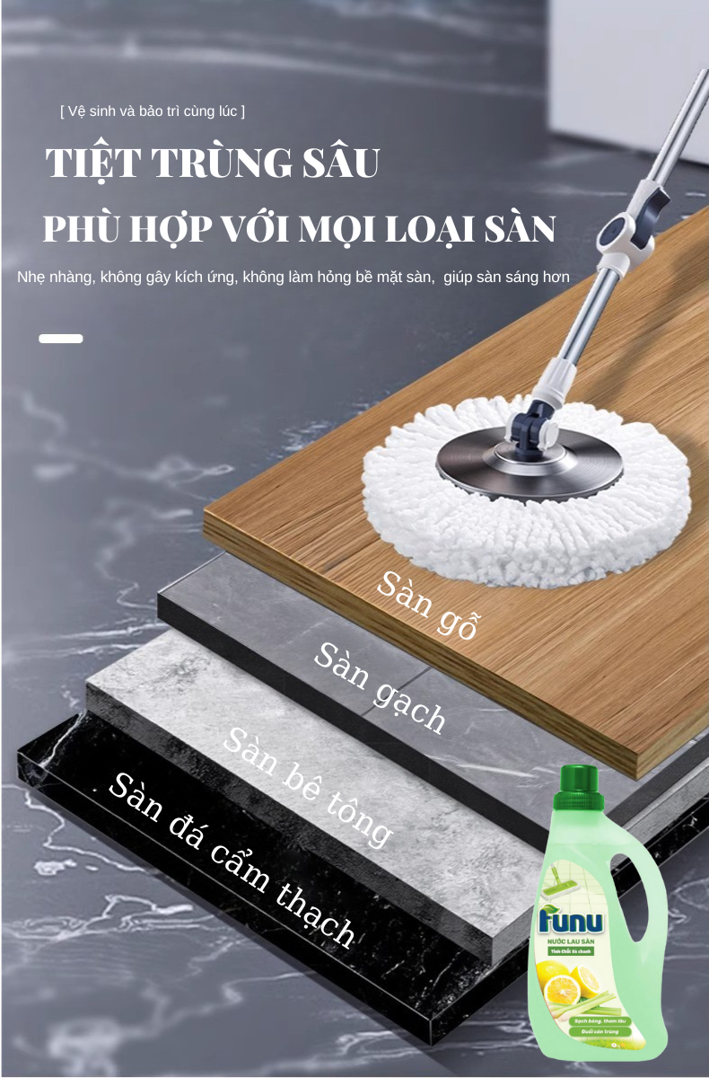 Nước lau sàn Funu xua đuổi côn trùng sạch ngay sau một lần lau, khử mùi hôi thú cưng, an toàn ...