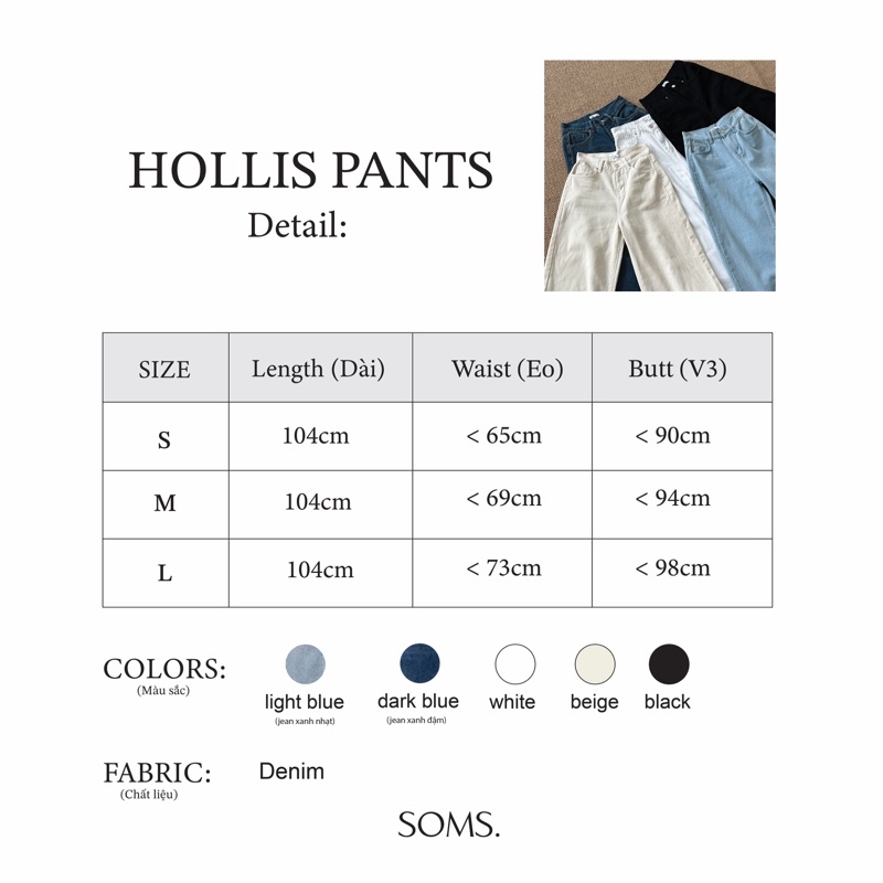 Quần jeans dài ống rộng basic Hàn | 𝐒𝐎𝐌𝐒 | 𝐇𝐨𝐥𝐥𝐢𝐬 𝐏𝐚𝐧𝐭𝐬 | Shopee Việt Nam