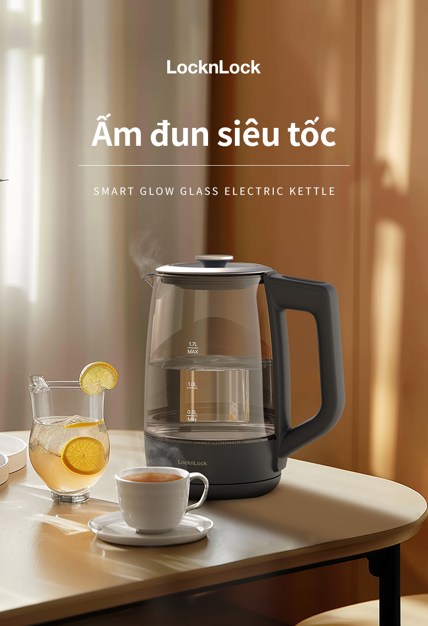 Ấm đun siêu tốc 5 mức nhiệt LocknLock Smart glow glass electric kettle ...