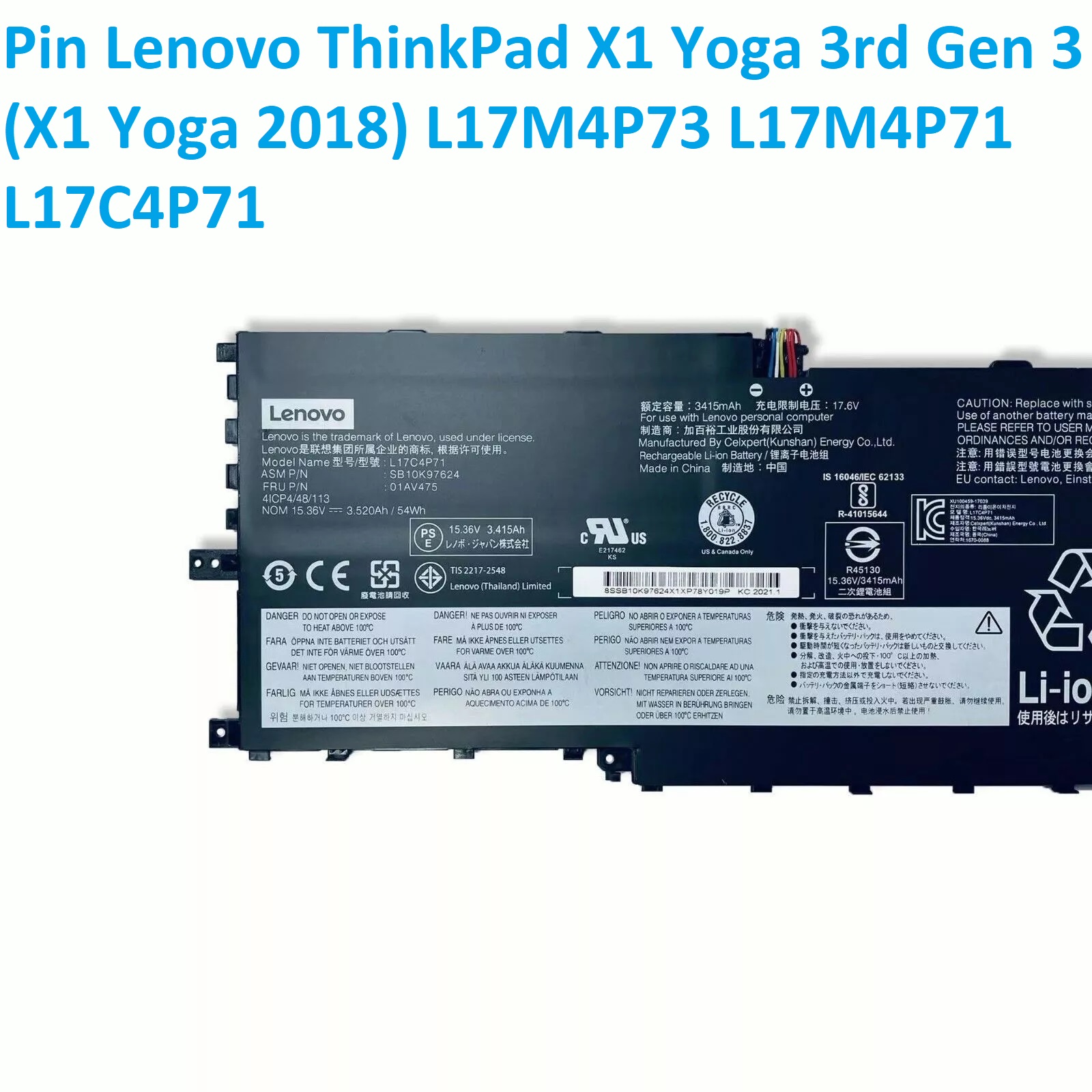 ⚡️ Pin Laptop Lenovo ThinkPad X1 Yoga 3rd Gen 3 (X1 Yoga 2018) L17M4P73 ...