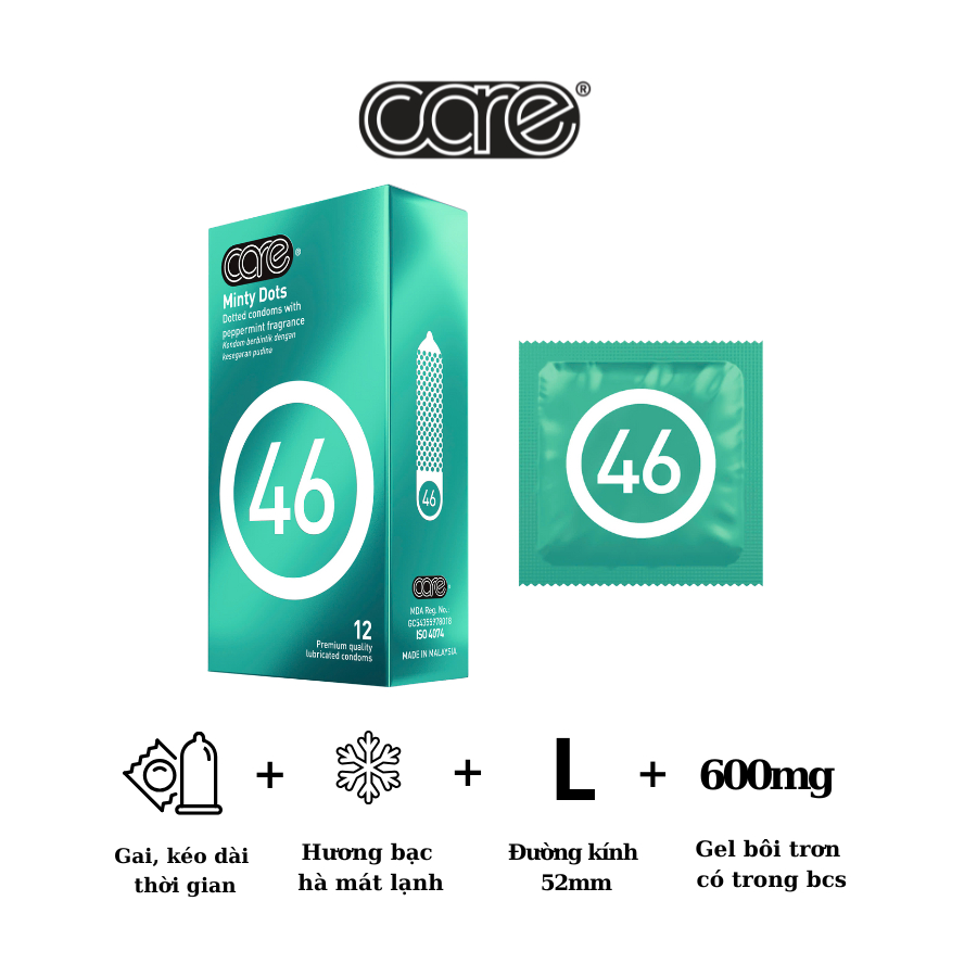 Bao cao su gai CARE 46 bcs có gai siêu mỏng Kéo Dài Thời Gian, tăng ...