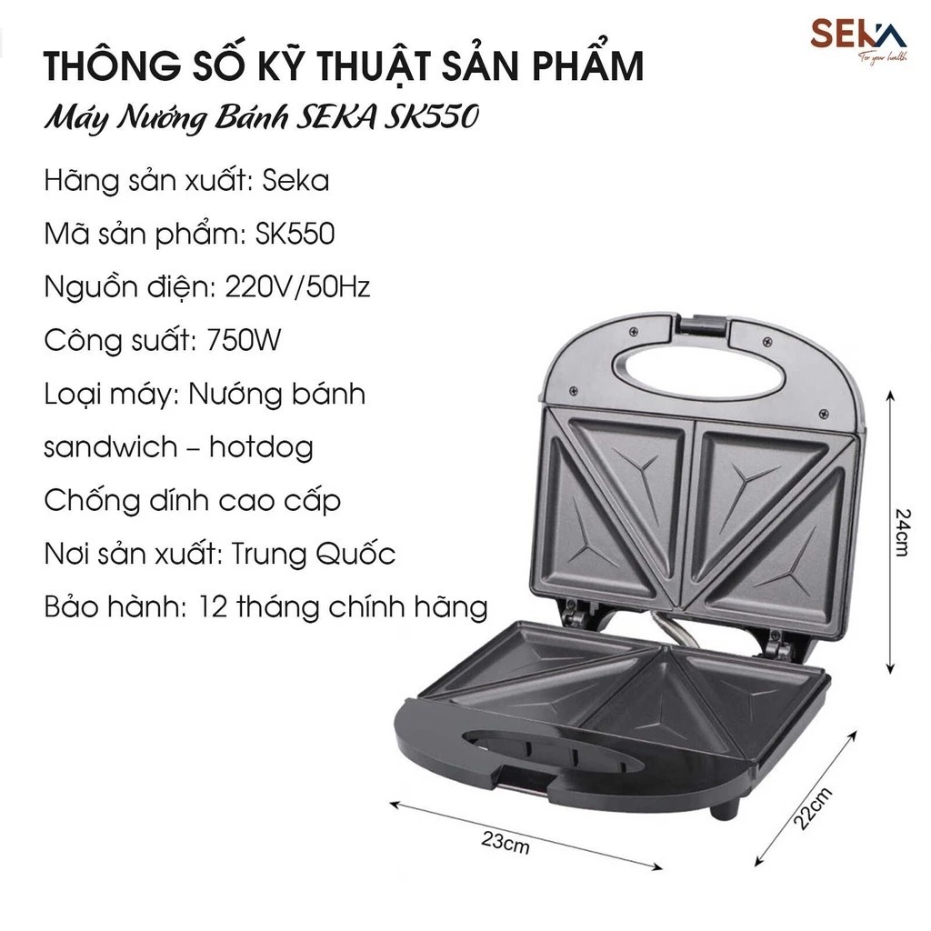 Máy nướng bánh mì, máy làm Sandwich SEKA SK550 máy kẹp nướng bánh 750W nướng nhanh | Shopee Việt Nam