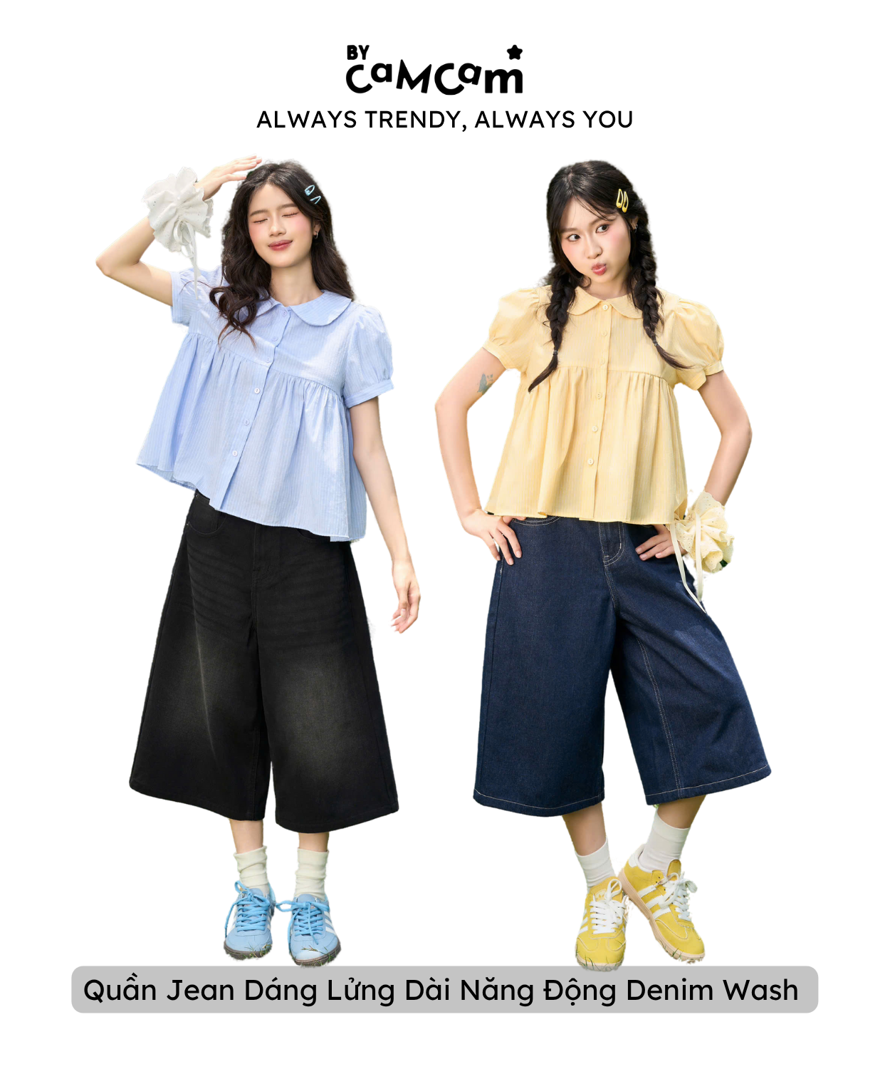 Quần Jean Dáng Lửng Dài Demi Jean Short 𝑩𝒚𝒄𝒂𝒎𝒄𝒂𝒎 Năng Động Denim Wash ...