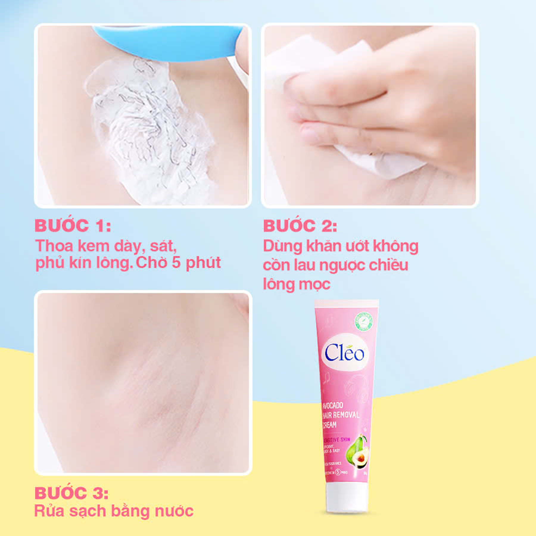 Kem Tẩy Lông Cho Da Nhạy Cảm, Tẩy Lông Nách, Tẩy Lông Tay Chân Cléo 100G ( 50gx2) | Shopee Việt Nam