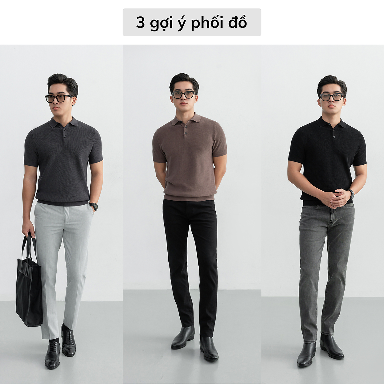 [TẶNG HỘP CHO ĐƠN TỪ 499K] Áo polo LEN DỆT KIM nam Rib Basic Knit vải ...