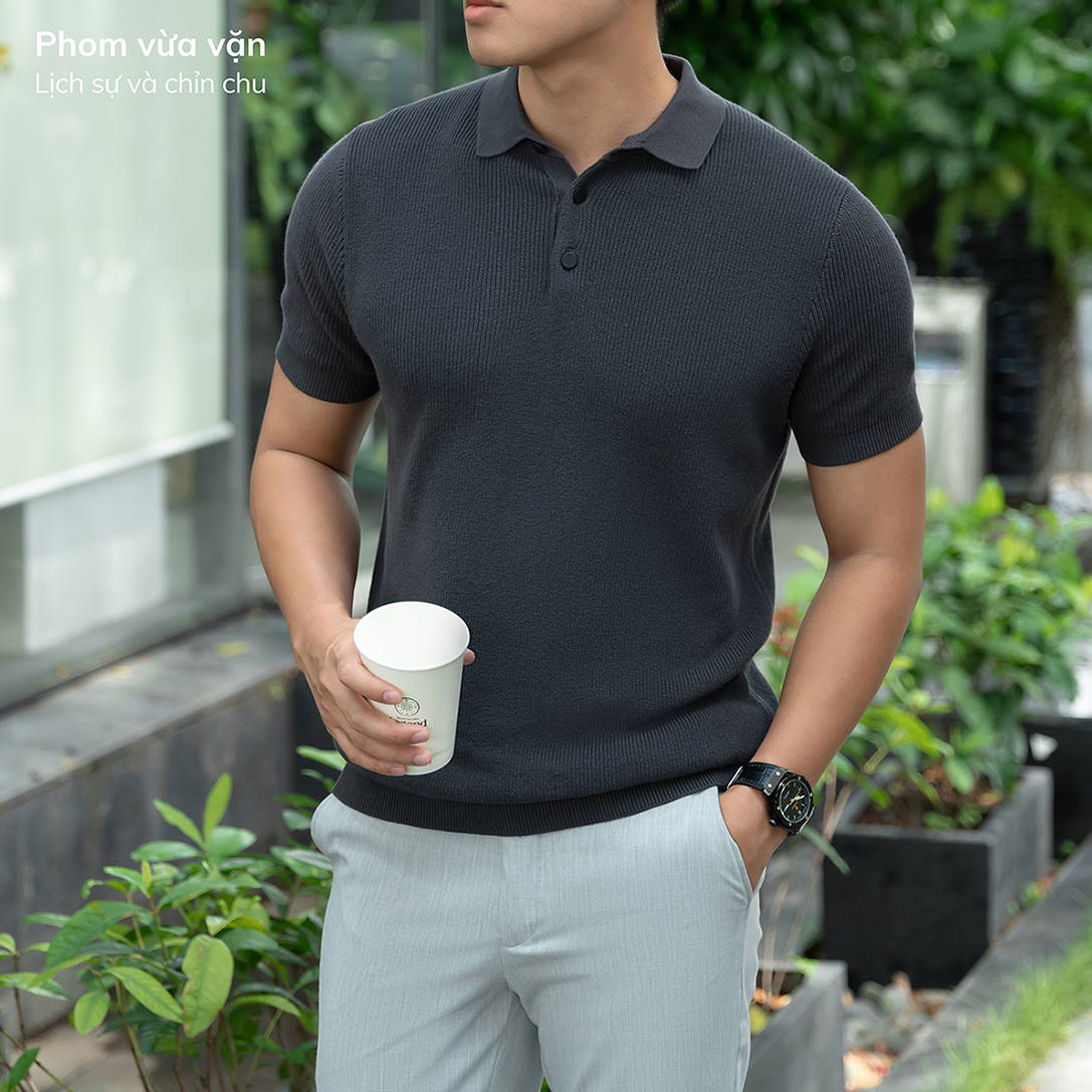 [TẶNG HỘP CHO ĐƠN TỪ 499K] Áo polo LEN DỆT KIM nam Rib Basic Knit vải ...