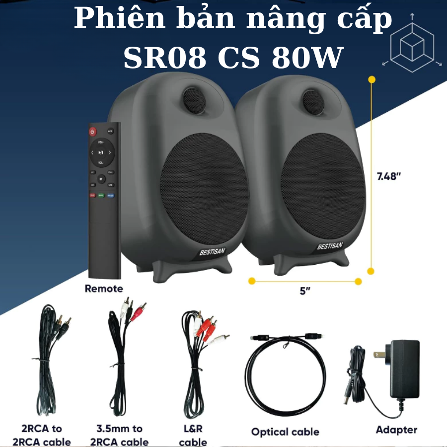 Loa kiểm âm vi tính máy tính để bàn BESTISAN SR08 PRO, loa bluetooth pc gaming công suất 80W ...