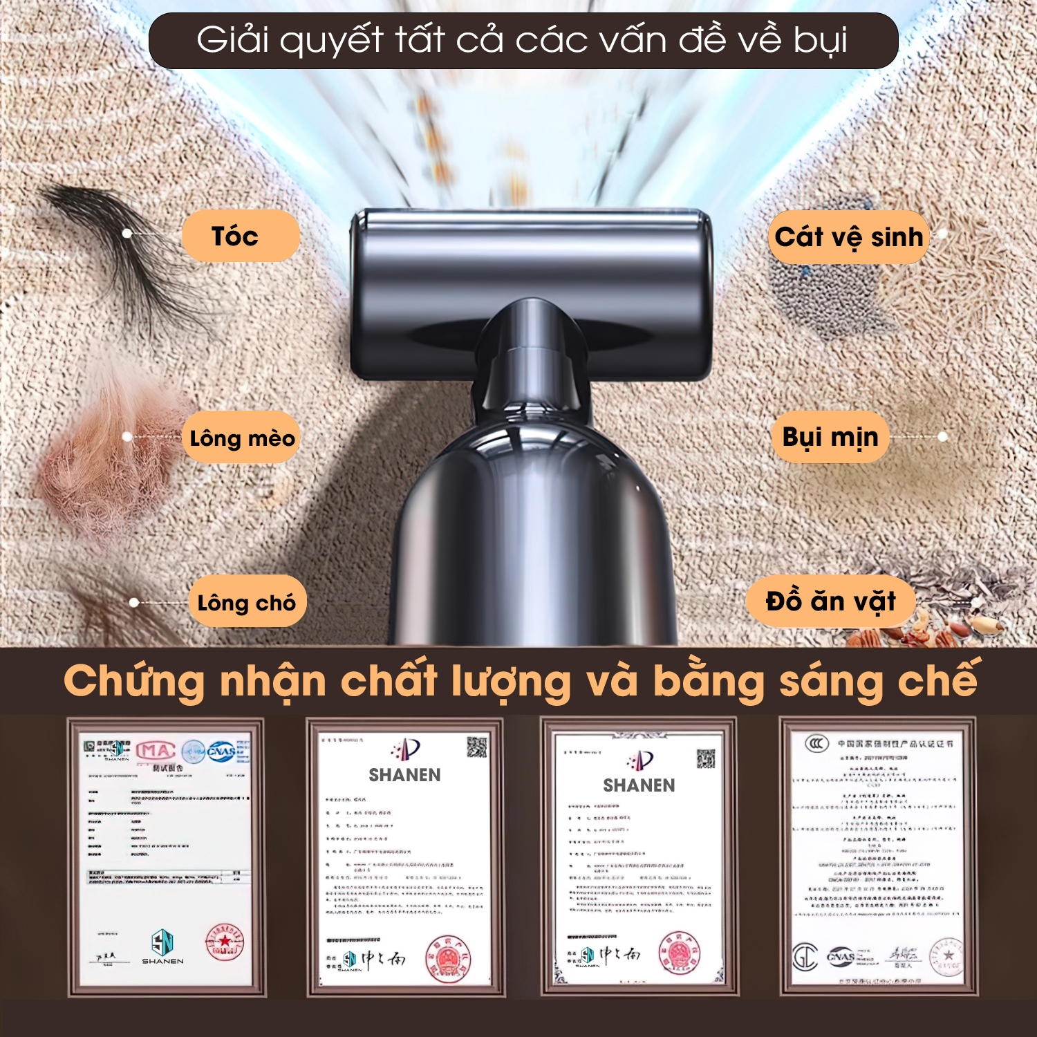 Máy hút bụi cầm tay mini SHANEN, Thổi bụi đa năng, Lõi lọc thép, Công ...