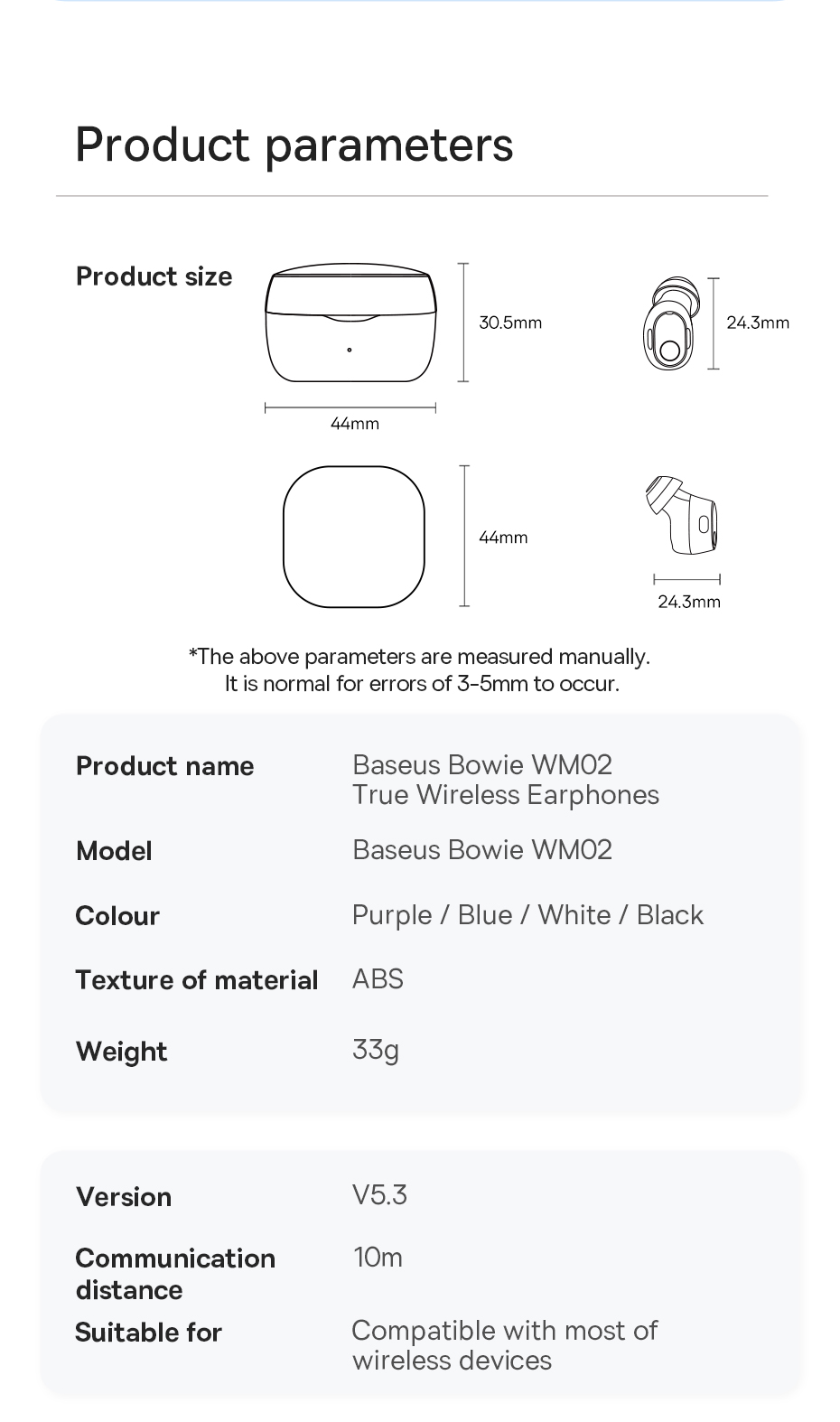 Tai Nghe Không Dây Bluetooth 5.3 Baseus WM02 / BD1 Sạc Nhanh Trong Vòng ...