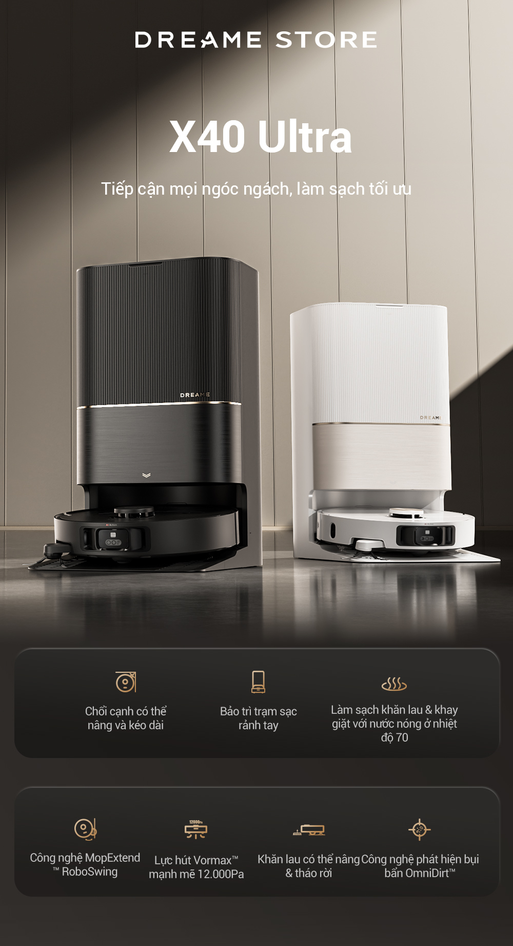 [Tặng chổi tự cắt Tricut] Robot hút bụi lau nhà Dreame X40 Ultra - Bản Quốc Tế - Minh Việt ...