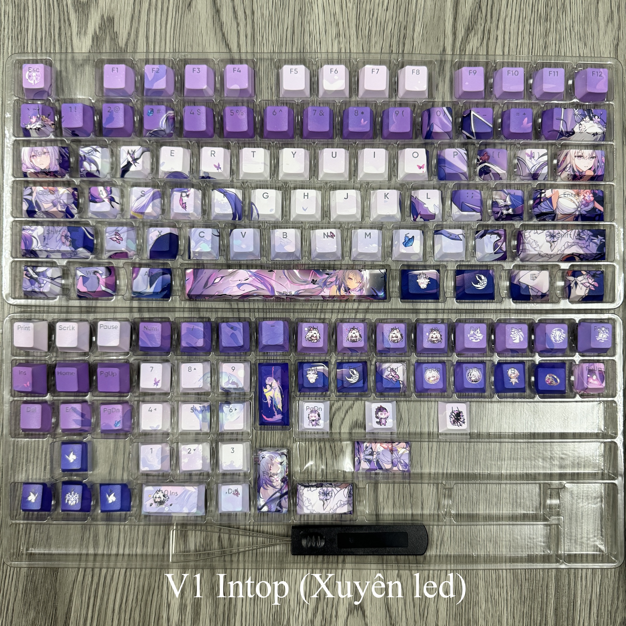 Keycap Honkai: Star Rail Castorice thick PBT xuyên led in dyesub 5 mặt ...