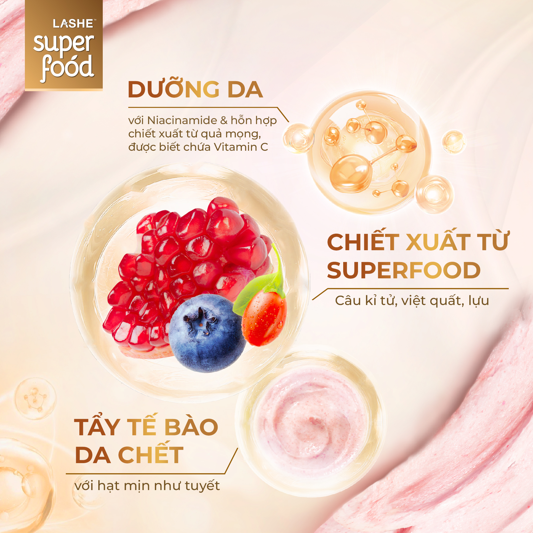 Kem Tuyết Tẩy Tế Bào Chết LASHE SUPERFOOD Dưỡng Sáng Da Hương Quả Mọng ...