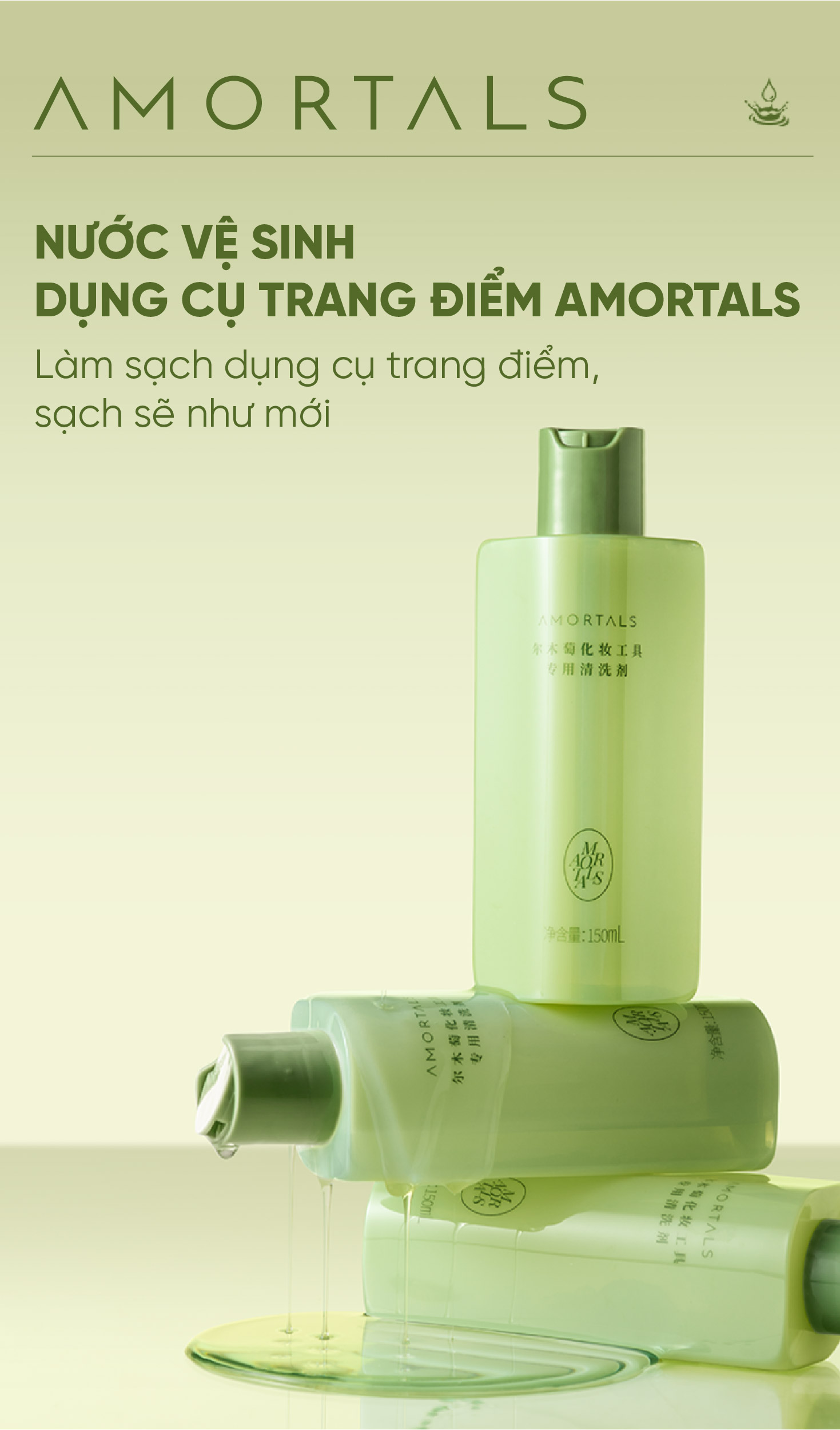 Nước Giặt Cọ Mút Trang Điểm AMORTALS Làm Sạch Nhanh, Dịu Nhẹ, Khử Khuẩn ...